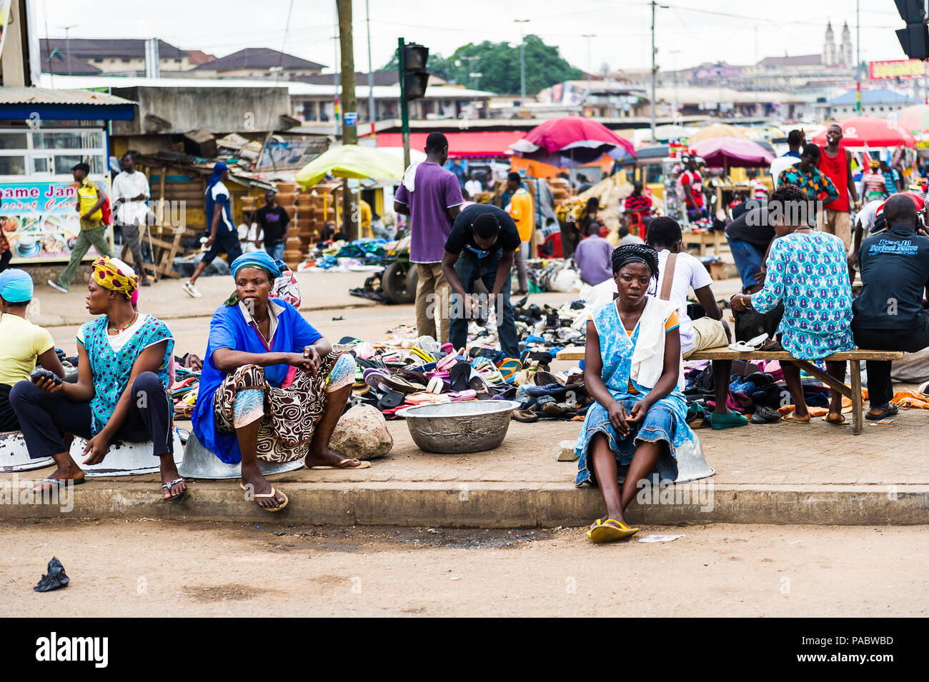 ACCRA, GHANA - MARCH 4, 2012: Unidentified Ghanaian woman works at the ...