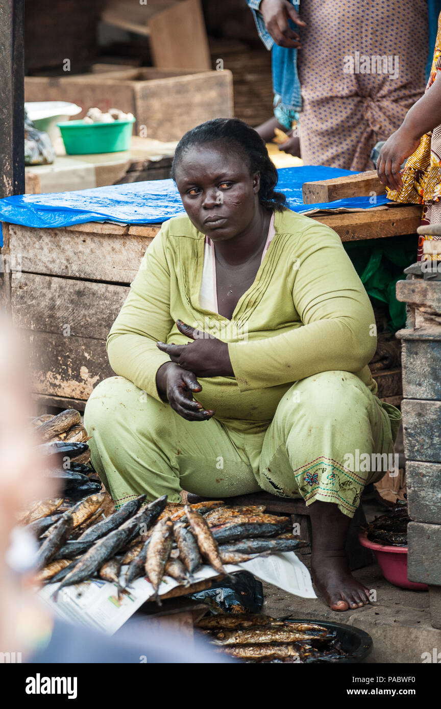 ACCRA, GHANA - MARCH 4, 2012: Unidentified Ghanaian woman portrait in ...