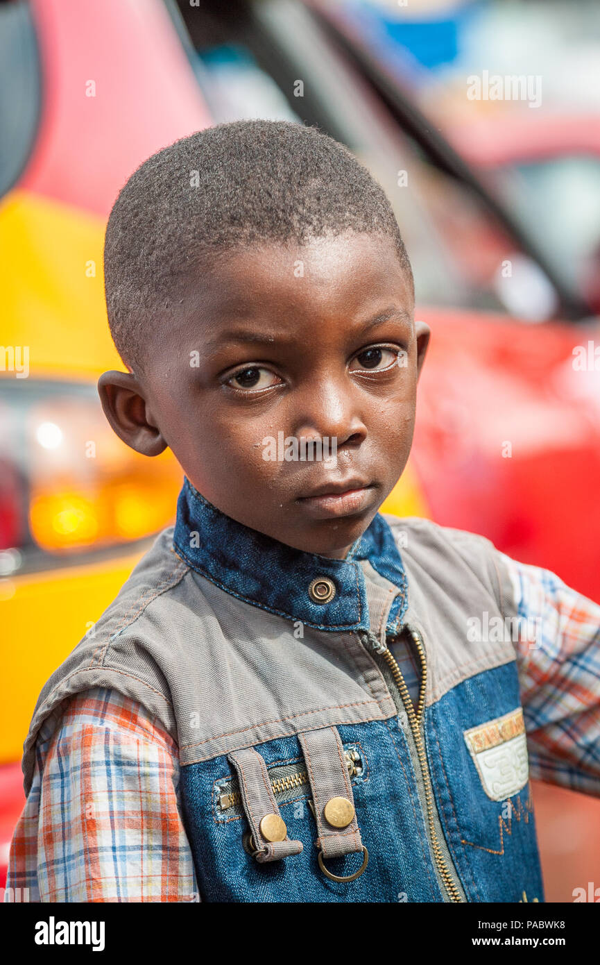 ACCRA, GHANA - MARCH 4, 2012: Unidentified Ghanaian boy portrait in ...