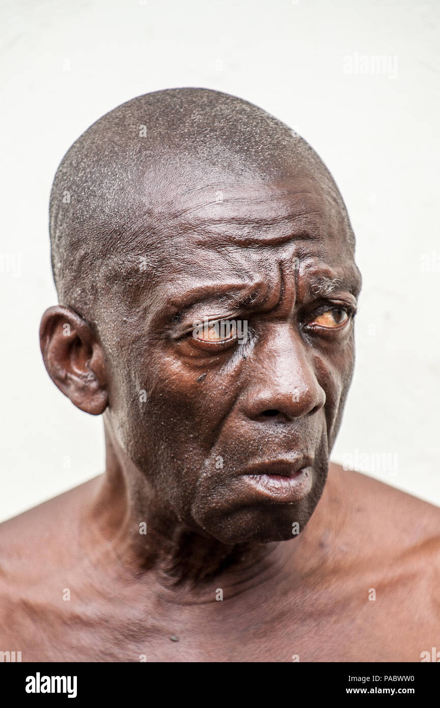 ACCRA, GHANA - MARCH 4, 2012: Unidentified Ghanaian man portrait in ...