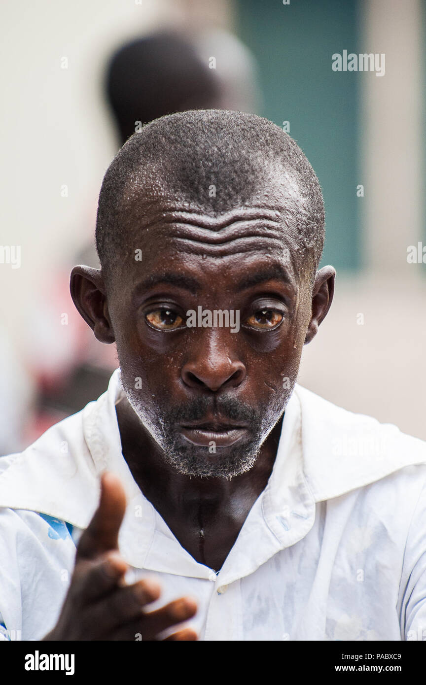 ACCRA, GHANA - MARCH 4, 2012: Unidentified Ghanaian man portrait in ...