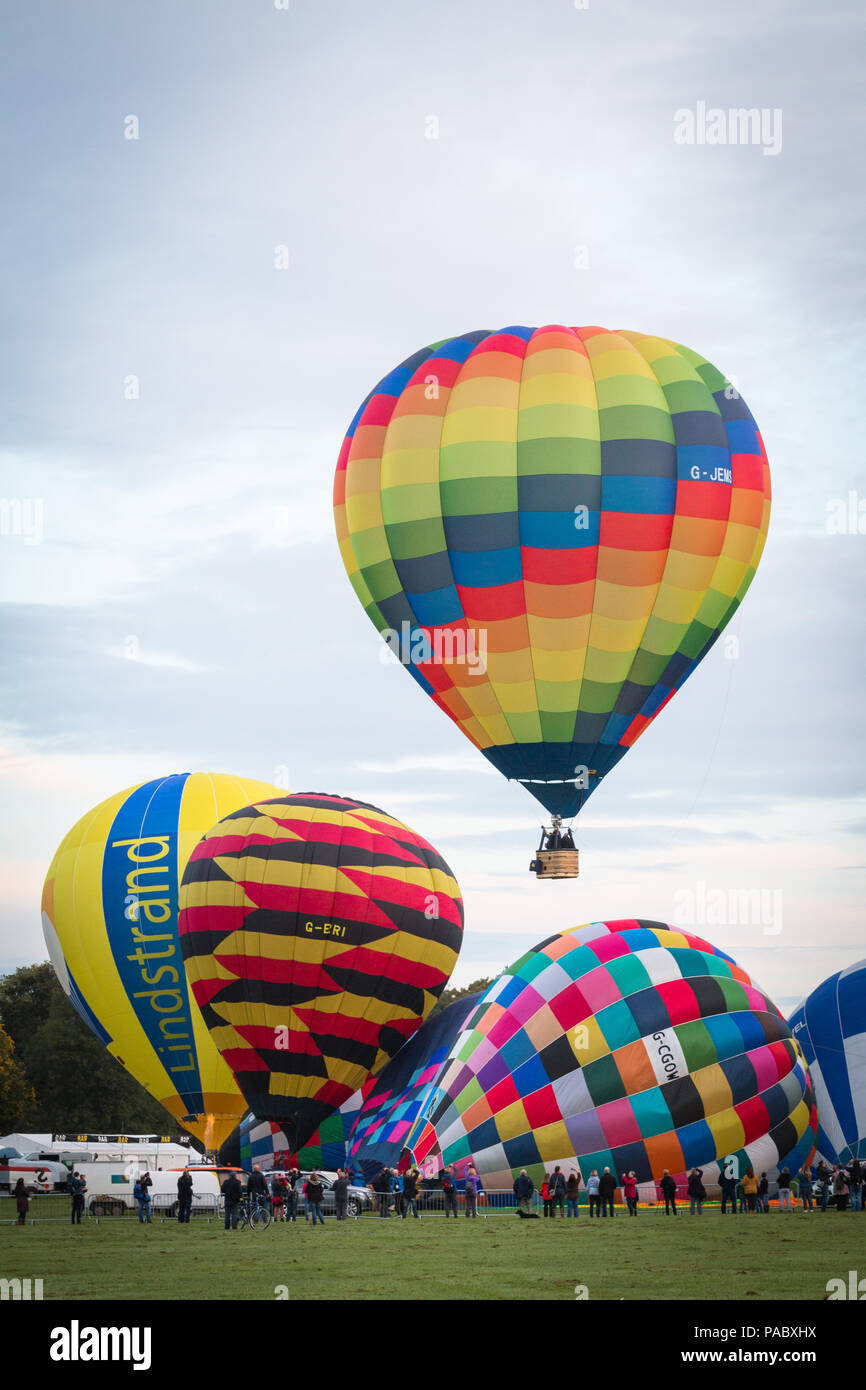 A crowd watches hot air balloons rising at the York Balloon Fiesta on ...