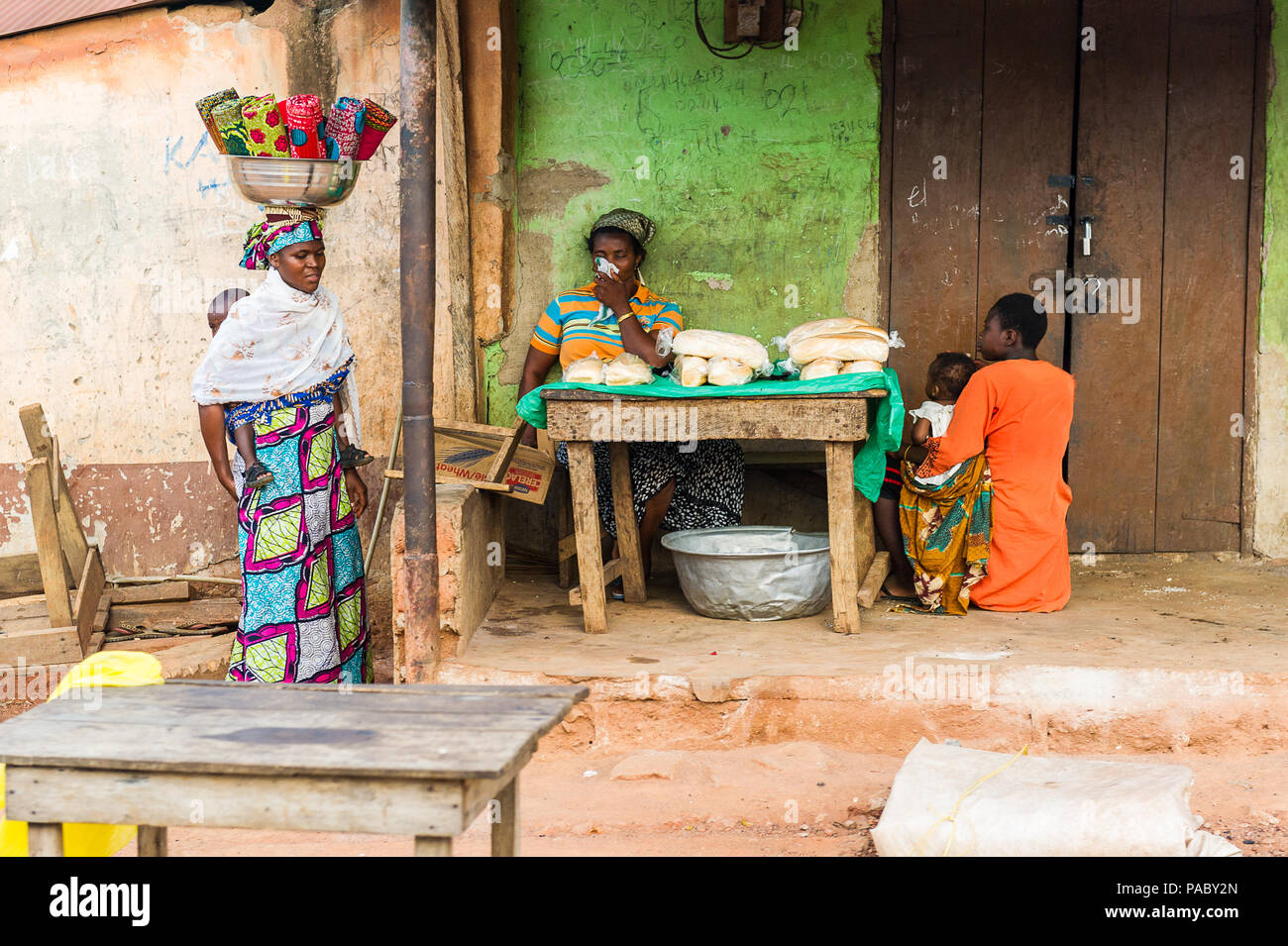 ACCRA, GHANA - MARCH 4, 2012: Unidentified Ghanaian people near the ...