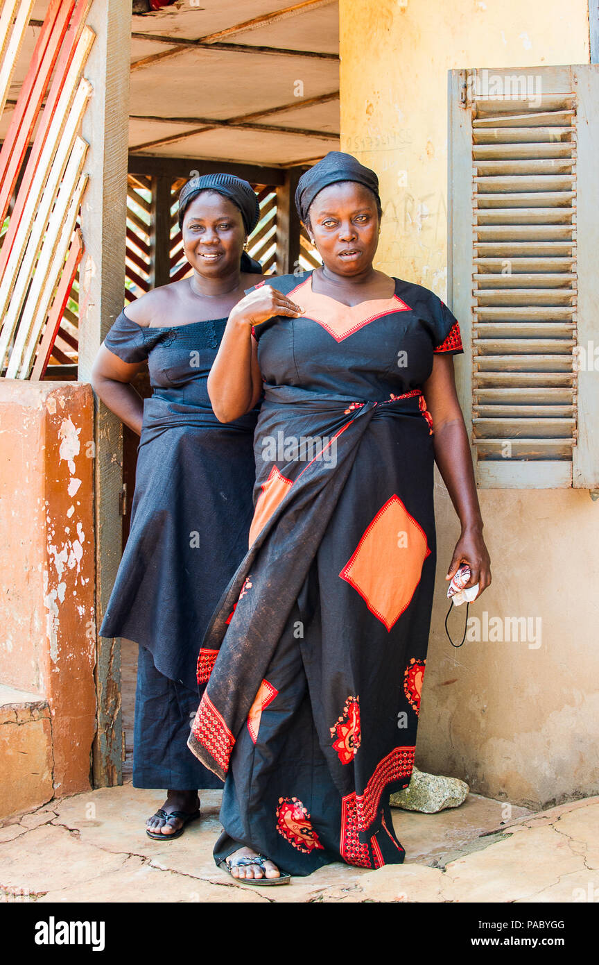 ACCRA, GHANA - MARCH 6, 2012: Unidentified Ghanaian two women smile in ...