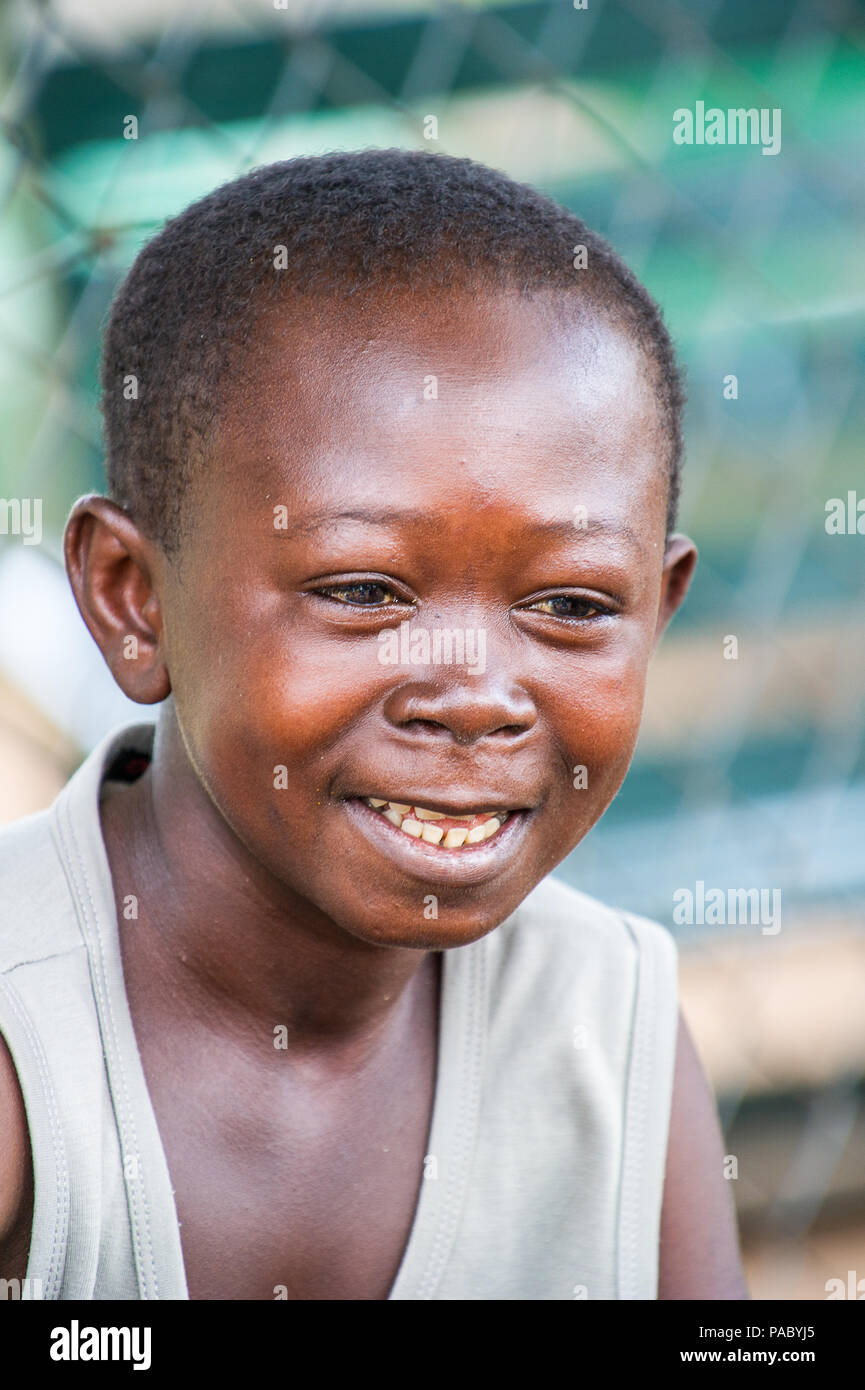 ACCRA, GHANA - MARCH 6, 2012: Unidentified Ghanaian boy smiles in the ...