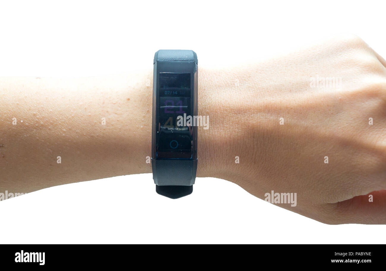 smartwatch on a woman's arm Stock Photo - Alamy