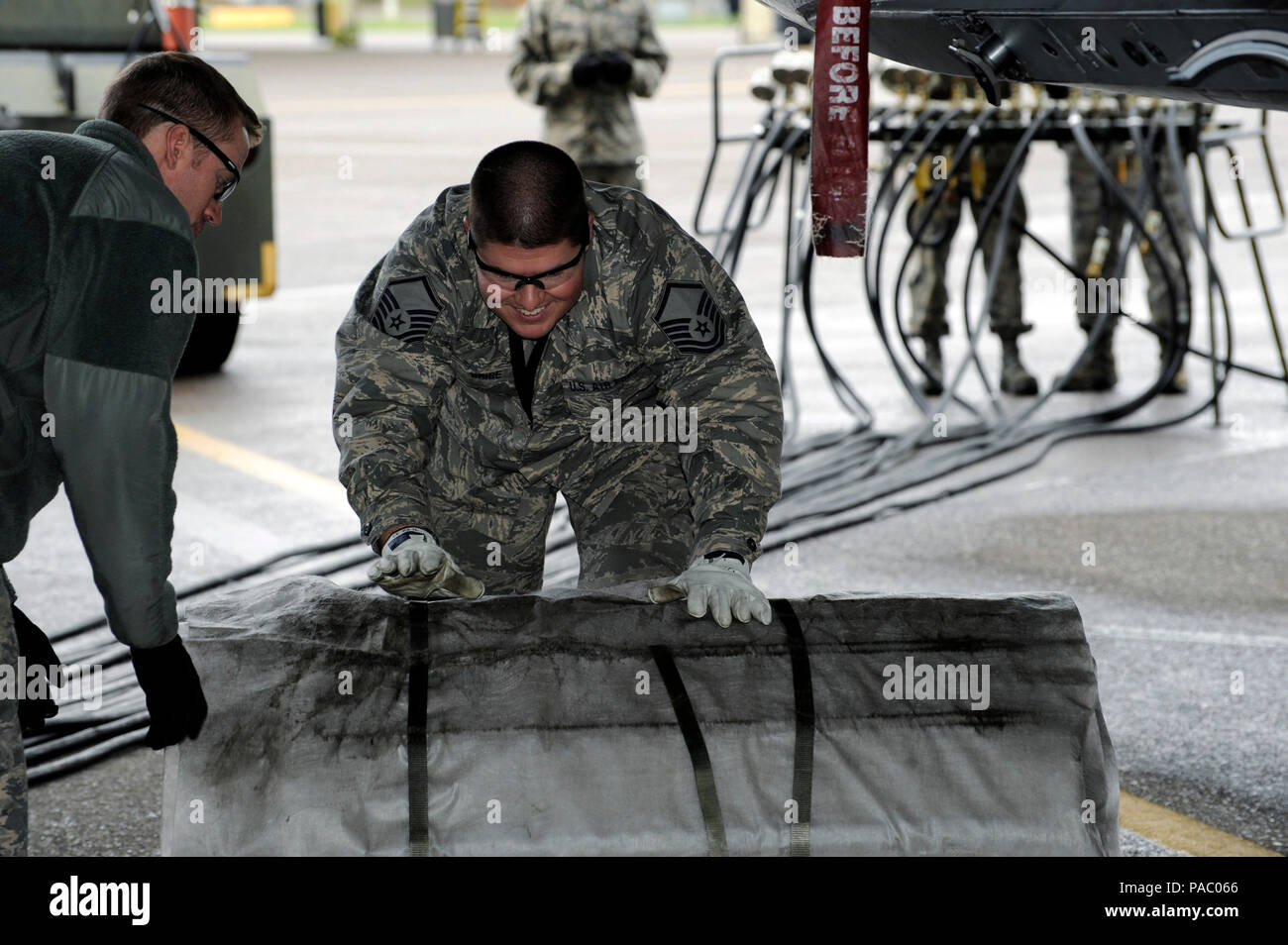 Master Sgt. Dustin Brice, 142nd Maintenance Group, takes part in a ...