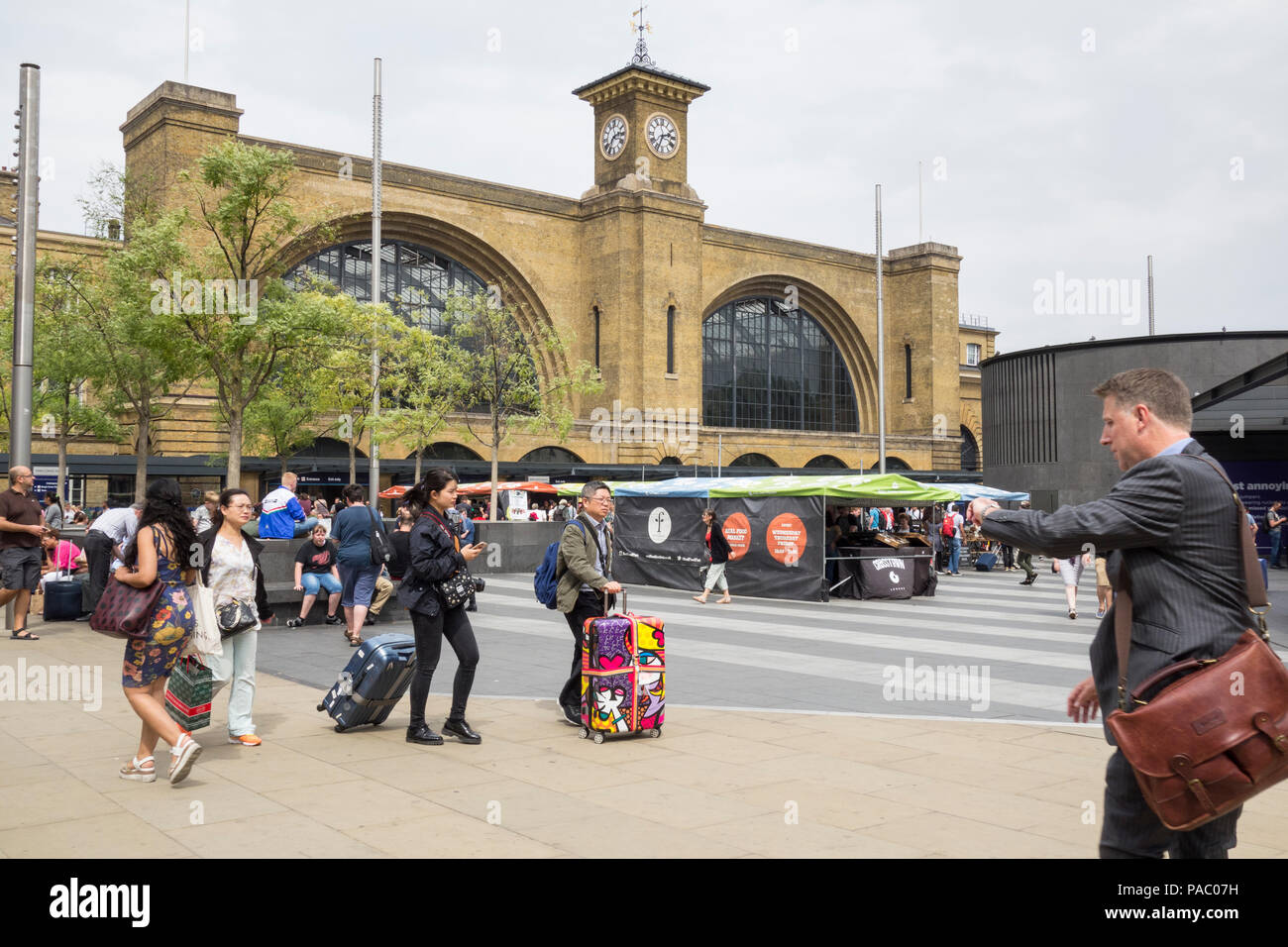 The exterior of King's Cross railway station and the Real Food Market ...