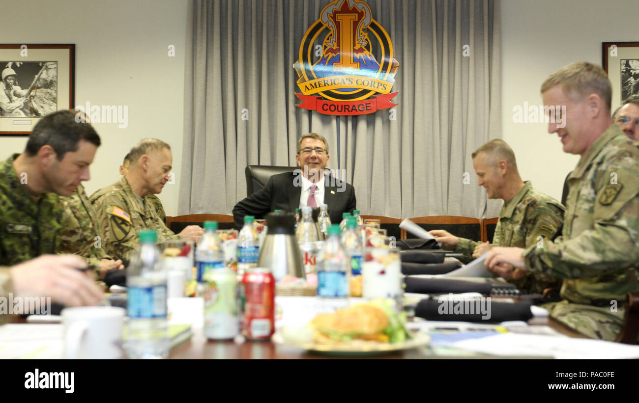 United States Secretary of Defense Ash Carter, Lt. Gen. Stephen R ...