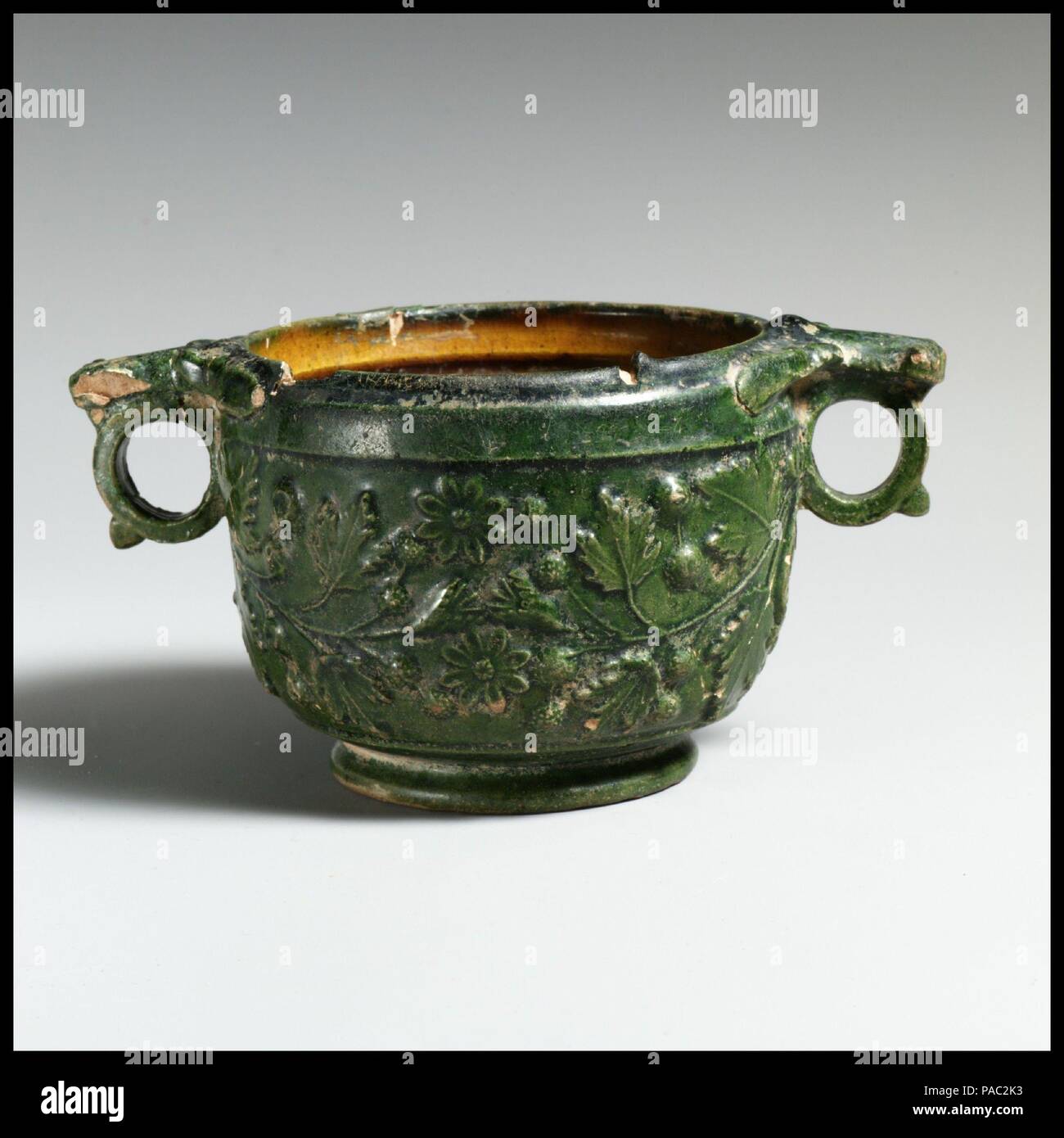 Terracotta scyphus (drinking cup). Culture: Roman. Dimensions: H. 3 1/ ...