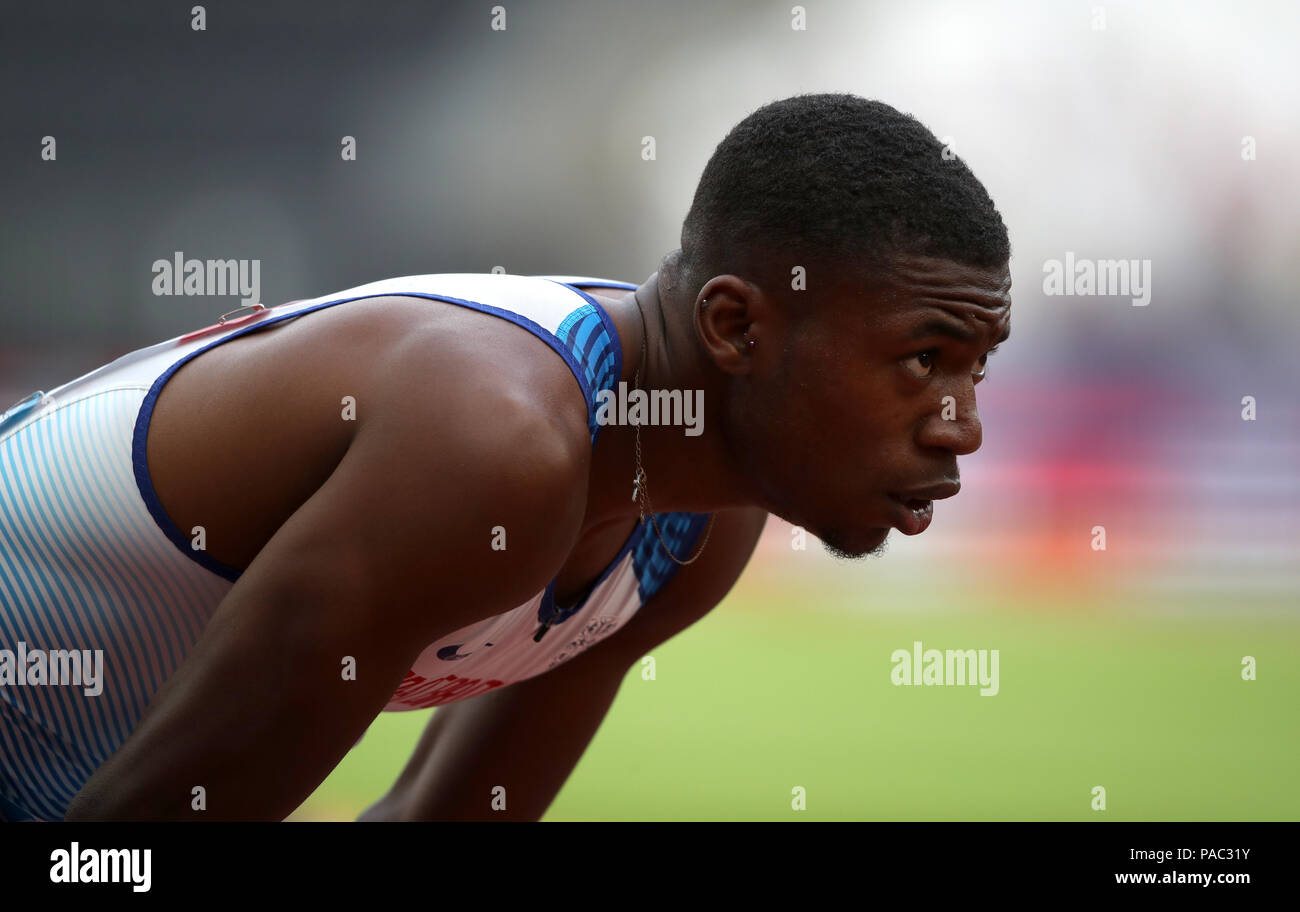 Great Britain's Jamal Rhoden-Steven reacts after the Men's National ...