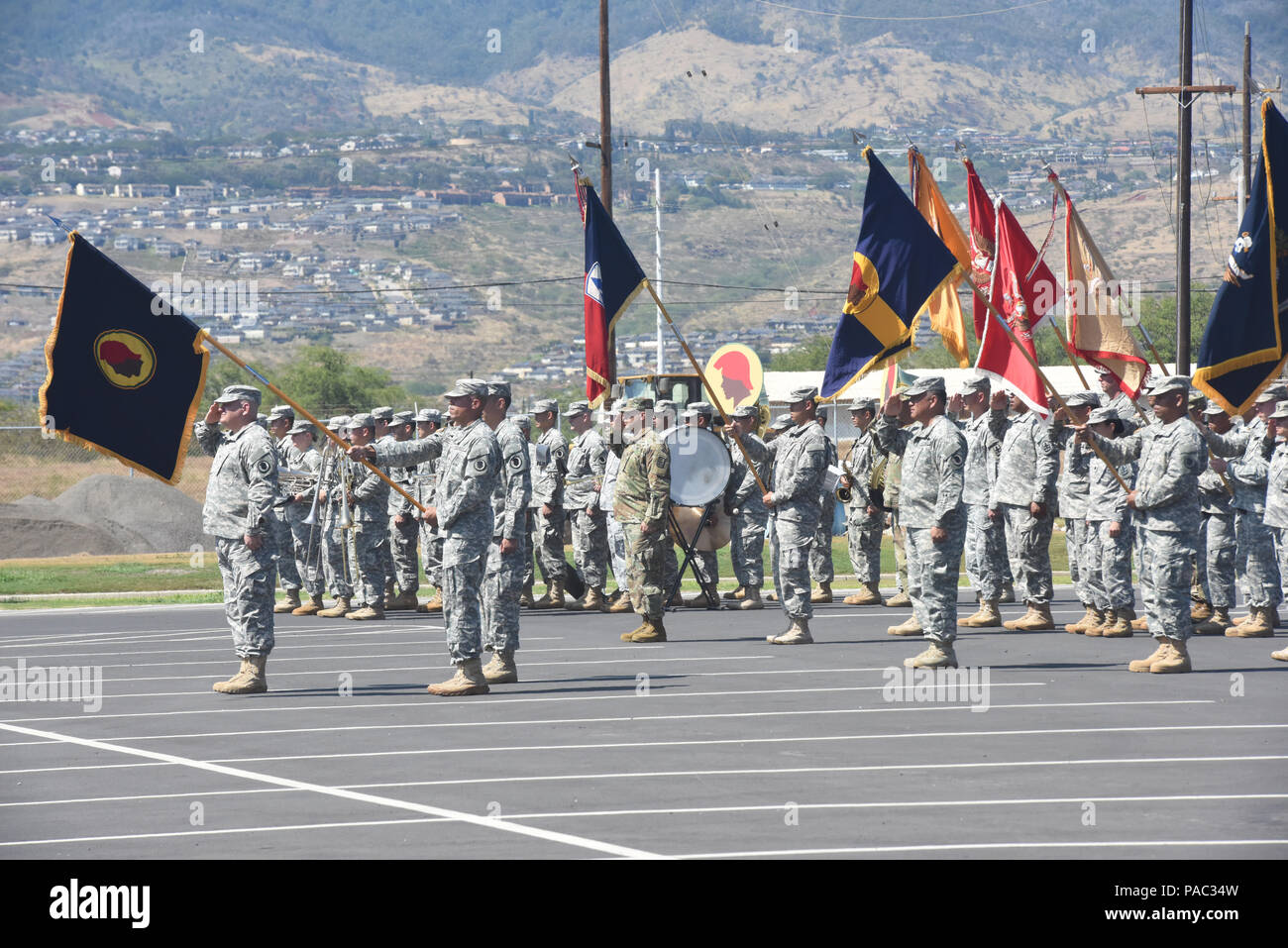Soldiers of the Hawaii Army National Guard render salutes to retiring ...