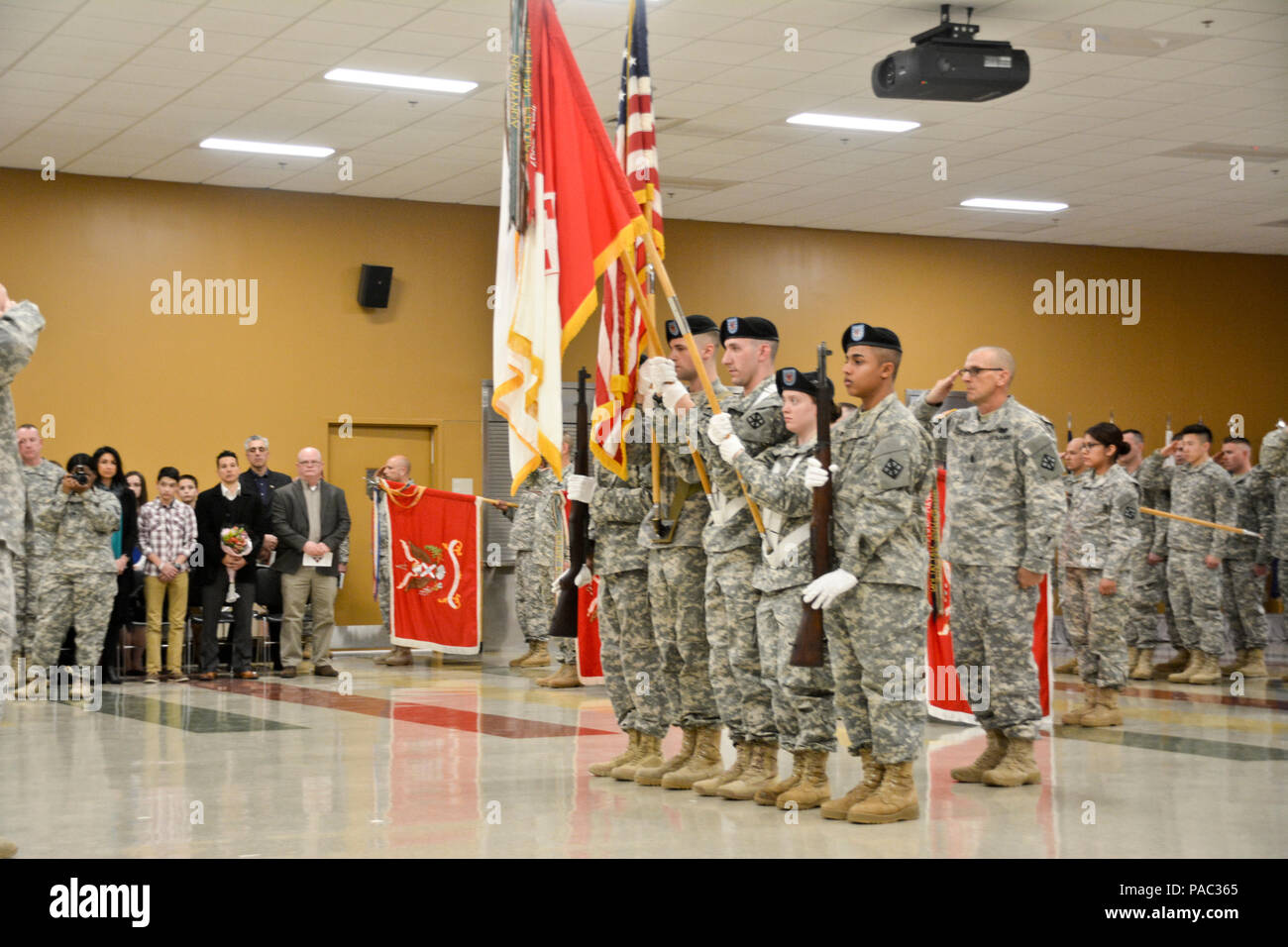 U.S. Army Reserve Soldiers with the 411th Engineer Brigade salute ...