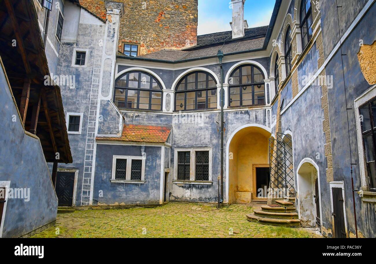 Courtyard on Buchlov castle. Region South Moravia,Czech Republic Stock ...