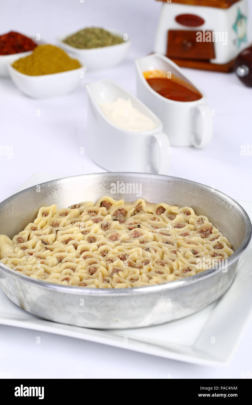 Traditional Turkish Food Manti Ravioli with Yoghurt Stock Photo - Alamy
