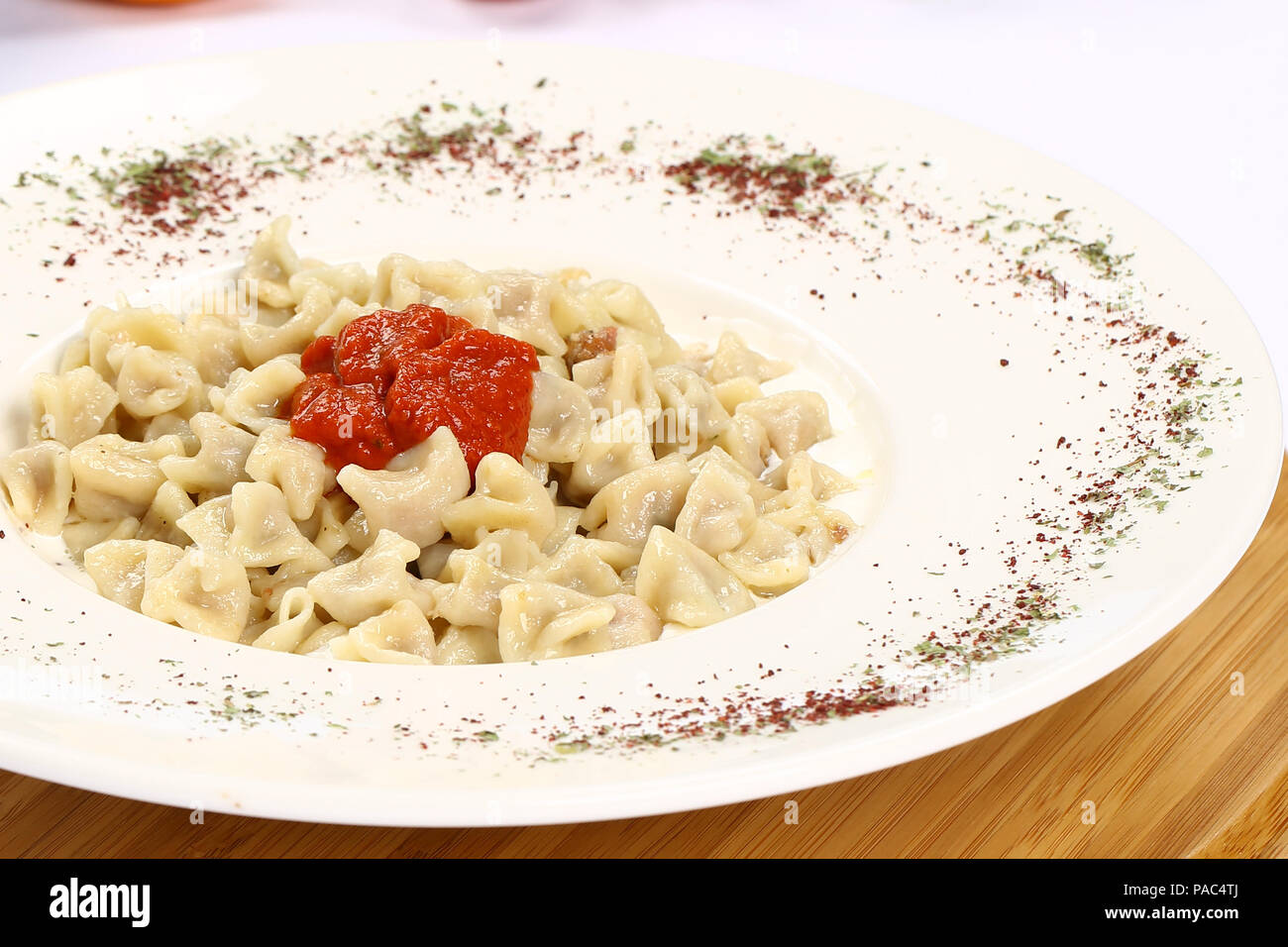 Traditional Turkish Food Manti Ravioli with Yoghurt Stock Photo - Alamy