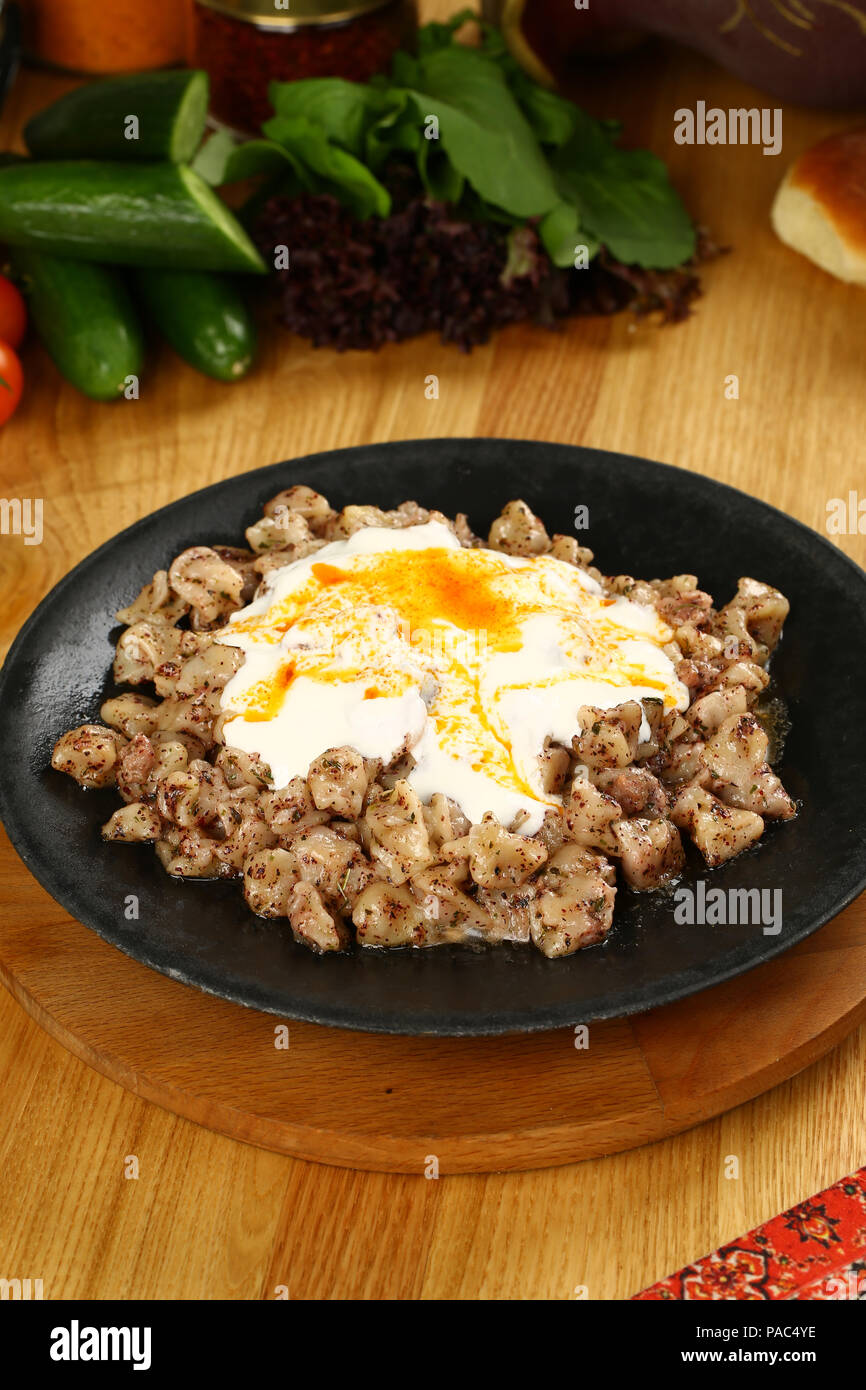 Traditional Turkish Food Manti Ravioli with Yoghurt Stock Photo - Alamy
