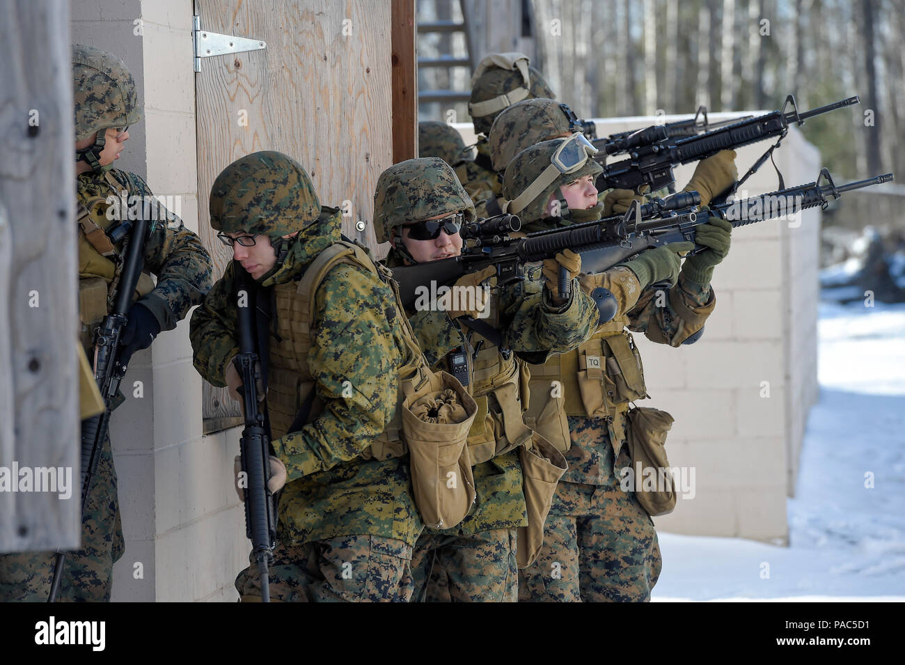 U.S. Marines assigned to Detachment Military Police Company D, 4th Law ...