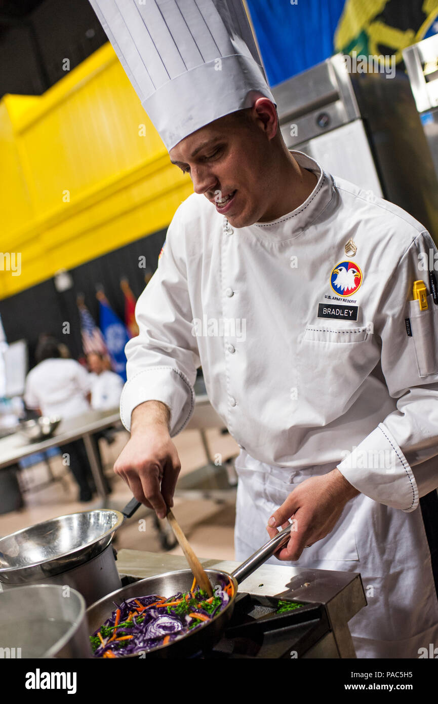 U.S. Army Reserve Culinary Arts Team member Staff Sgt. Orkie Bradley ...