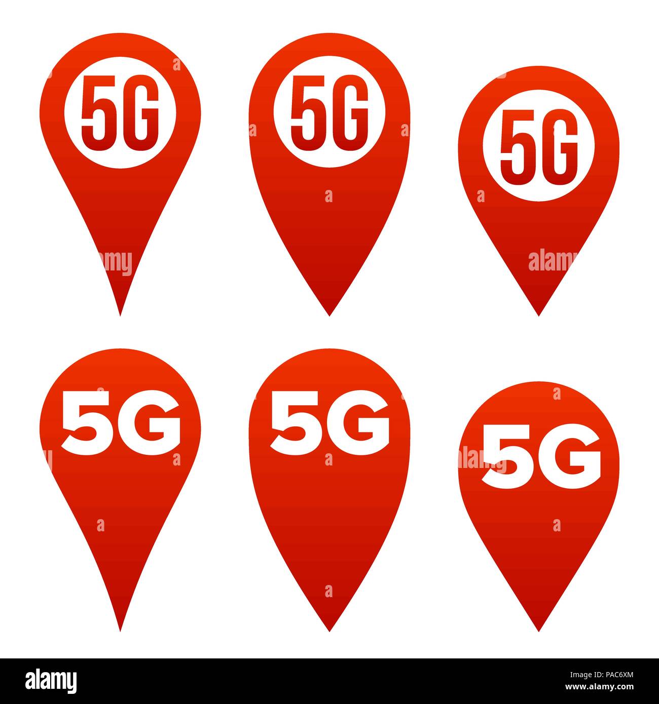 5G Pointer Sign Set Vector. Red Icon. Internet Wi-Fi Connection ...