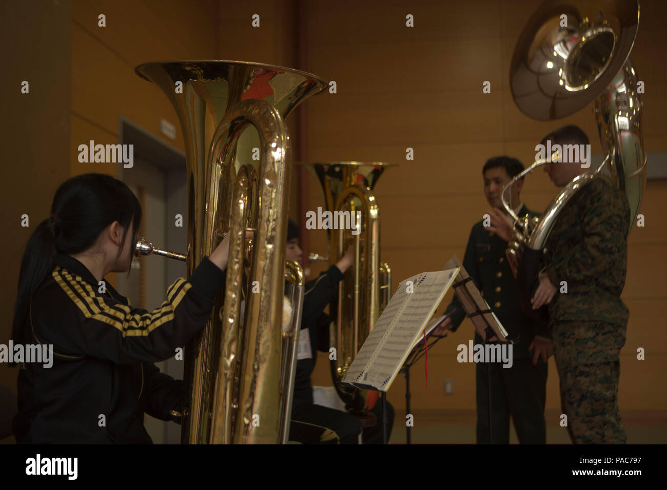 U.S. Marine Sgt. Nathan Doggett and a Japan Ground Self Defense Force ...