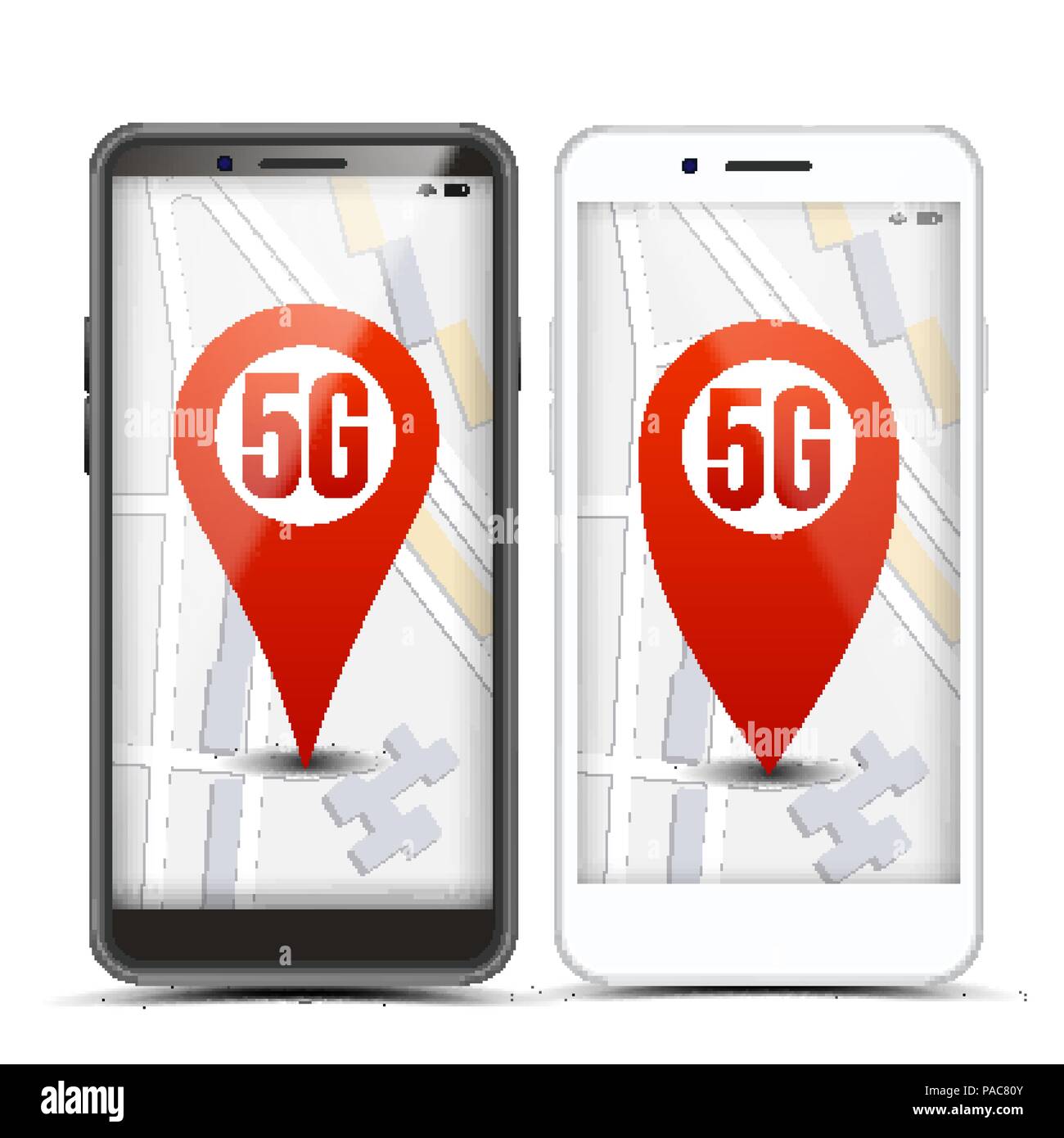 5G Pointer Sign On Mobile Screen Vector. Smart Phone. Red Icon ...