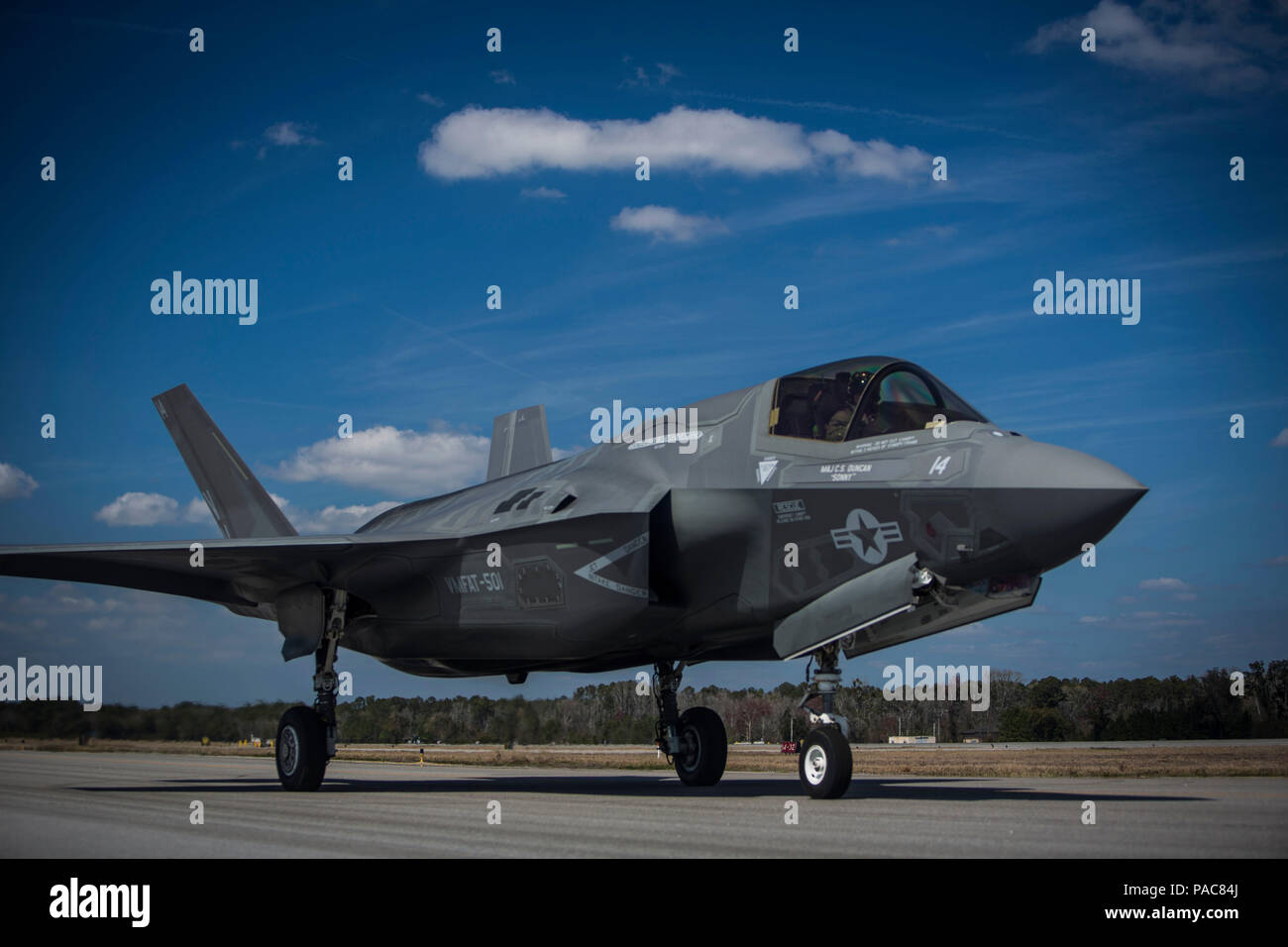 An F-35B Lightning II prepares for a training takeoff aboard Marine ...