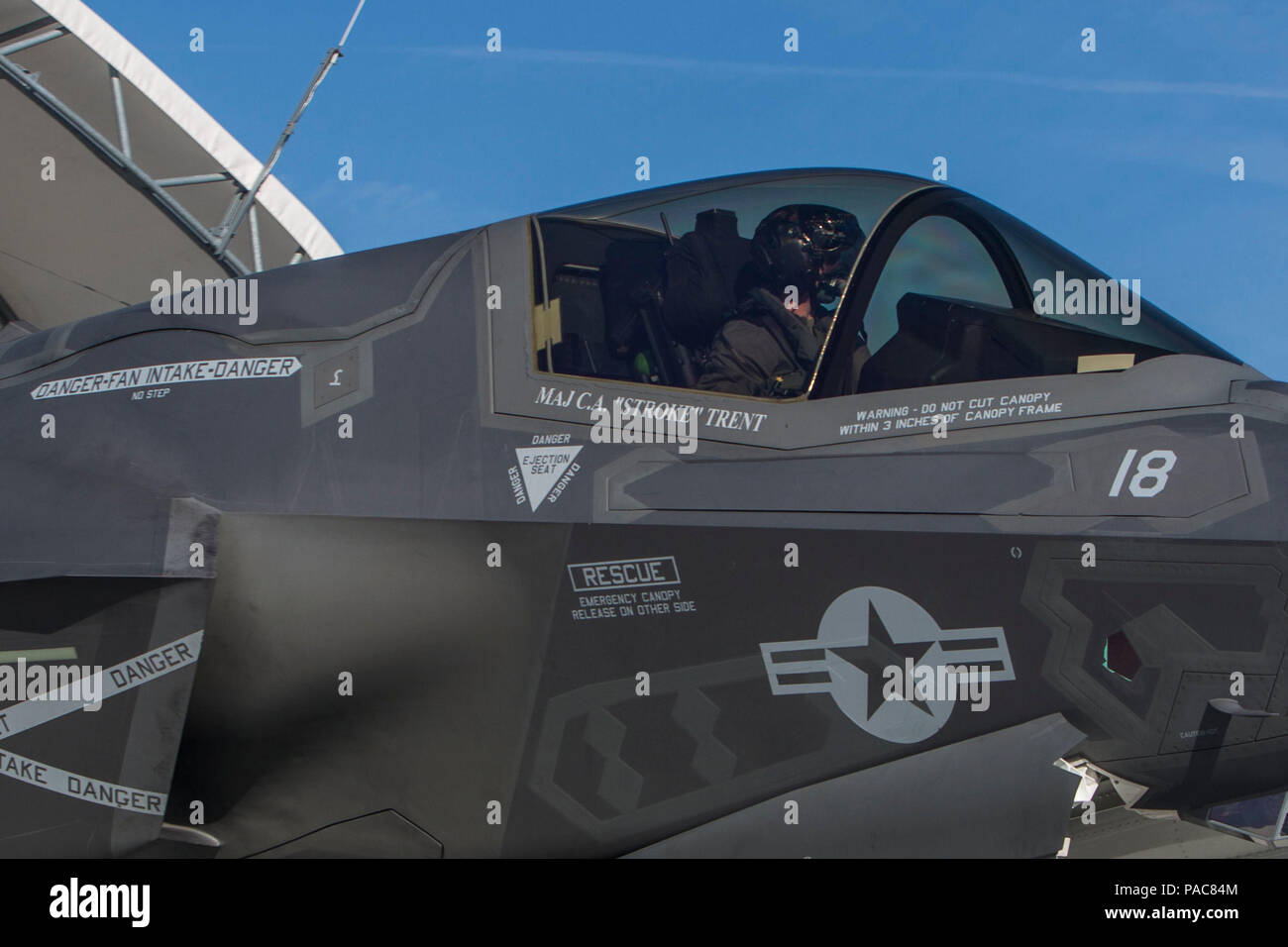 An F-35B Lightning II prepares to take-off aboard Marine Corps Air ...