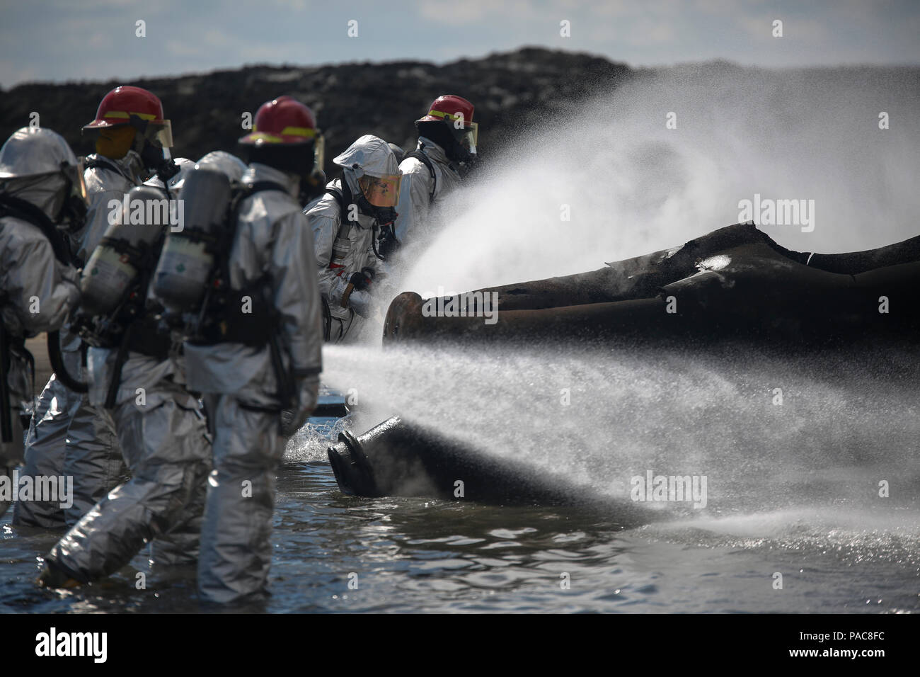 U.S. Marines of Aircraft Rescue Fire Fighting aboard Marine Corps Air ...