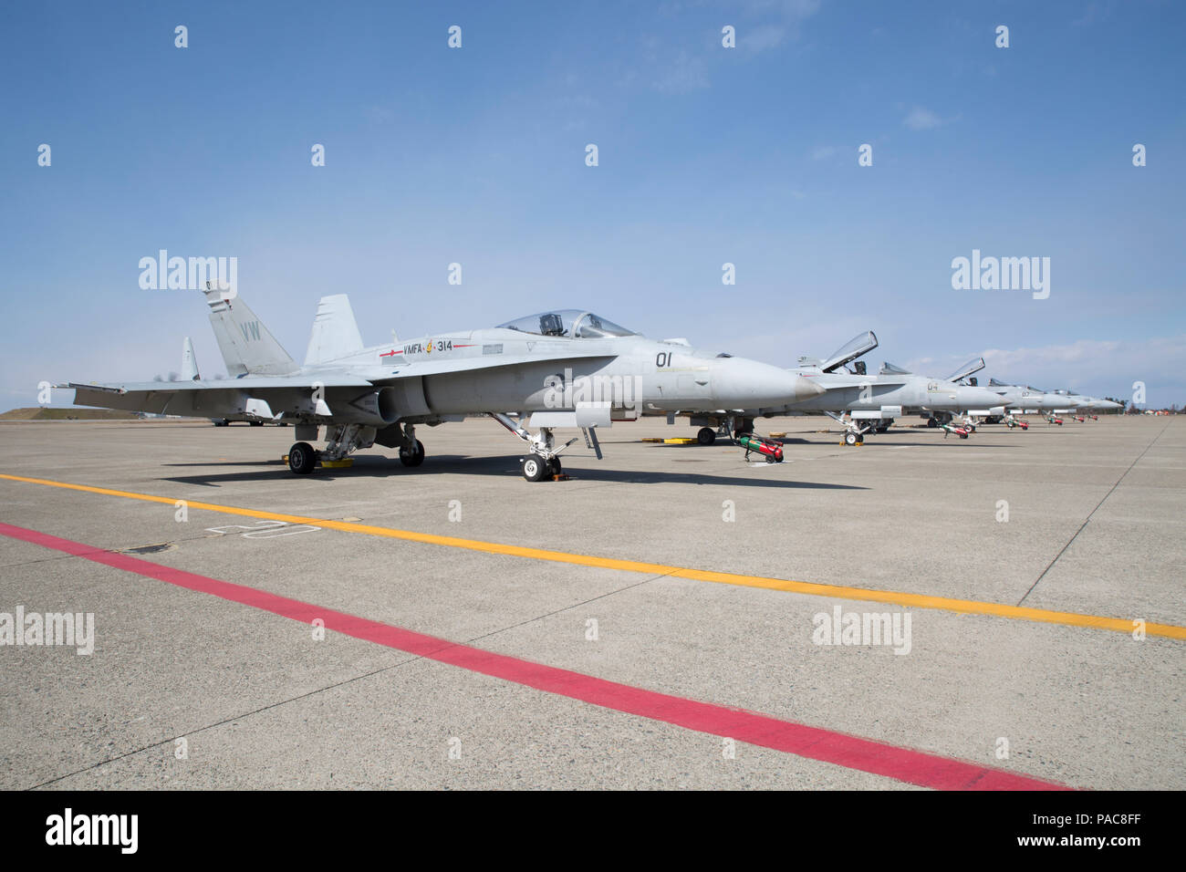 FA-18A++ Hornets with Marine Fighter Attack Squadron(VMFA) 314, forward ...