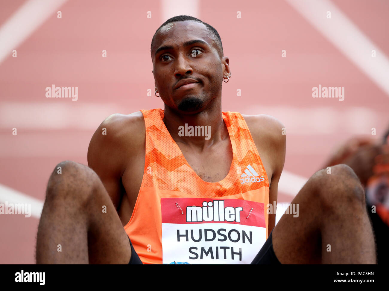 Great Britain's Matthew hudson-Smith reacts after the Men's 400m during ...