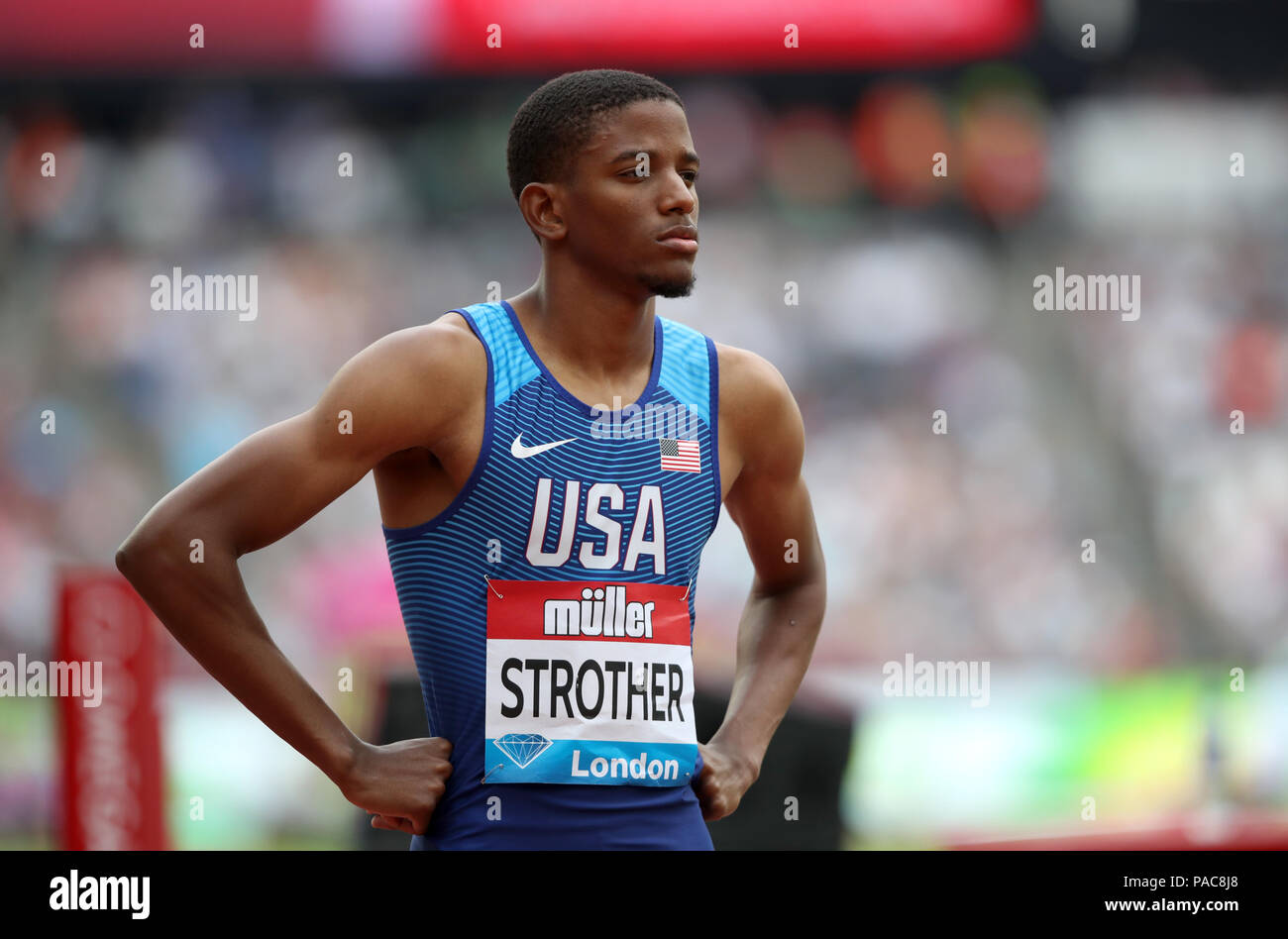 USA's Nathan Strother reacts after the Men's 400m during day one of the ...