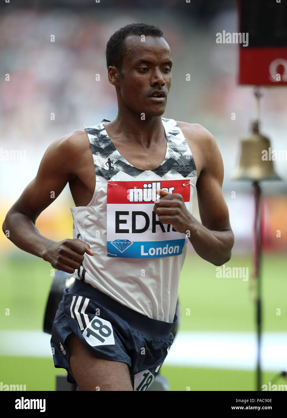 Ethiopia's Muktar Edris in action during the Men's 5000m during day one ...
