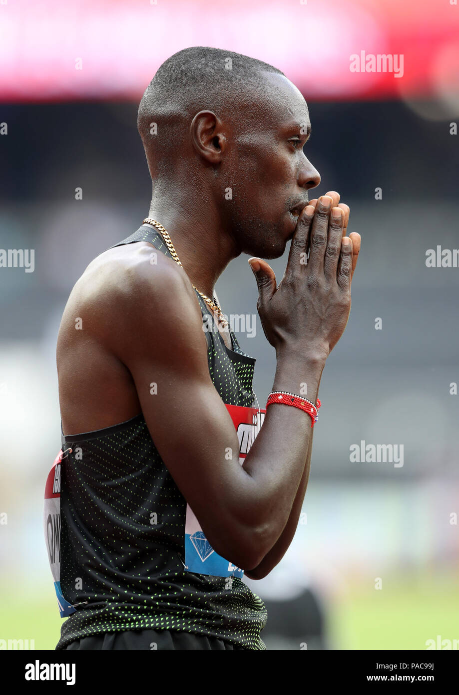 USA's Paul Chelimo reacts after winning the Men's 5000m during day one ...