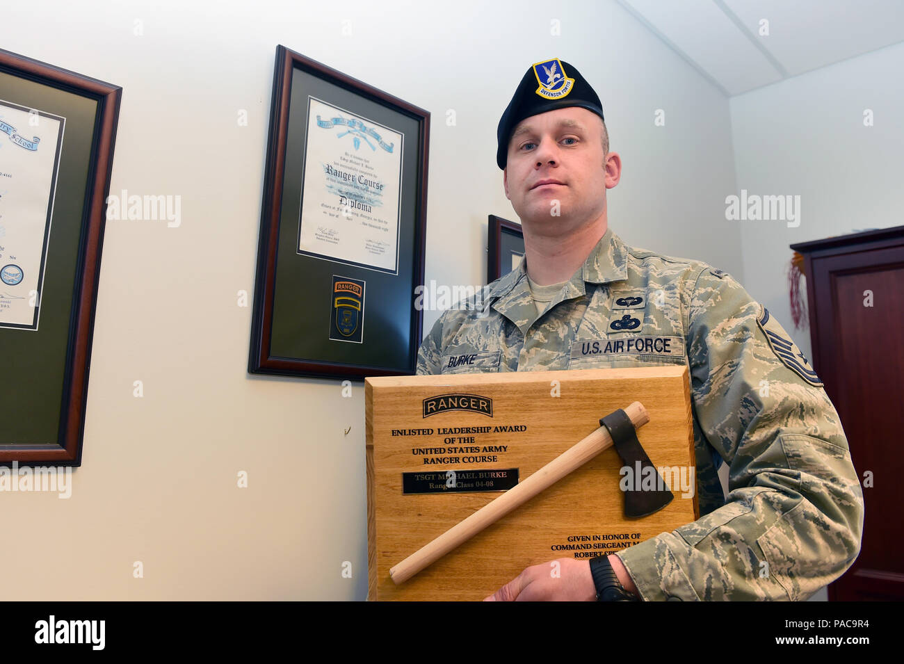 Master Sgt. Michael Burke, 460th Security Forces Squadron, poses for a ...