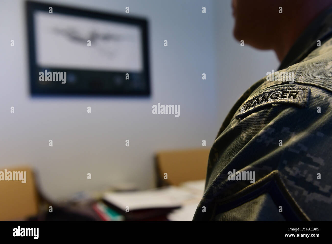 Master Sgt. Michael Burke, 460th Security Forces Squadron, wears a ...