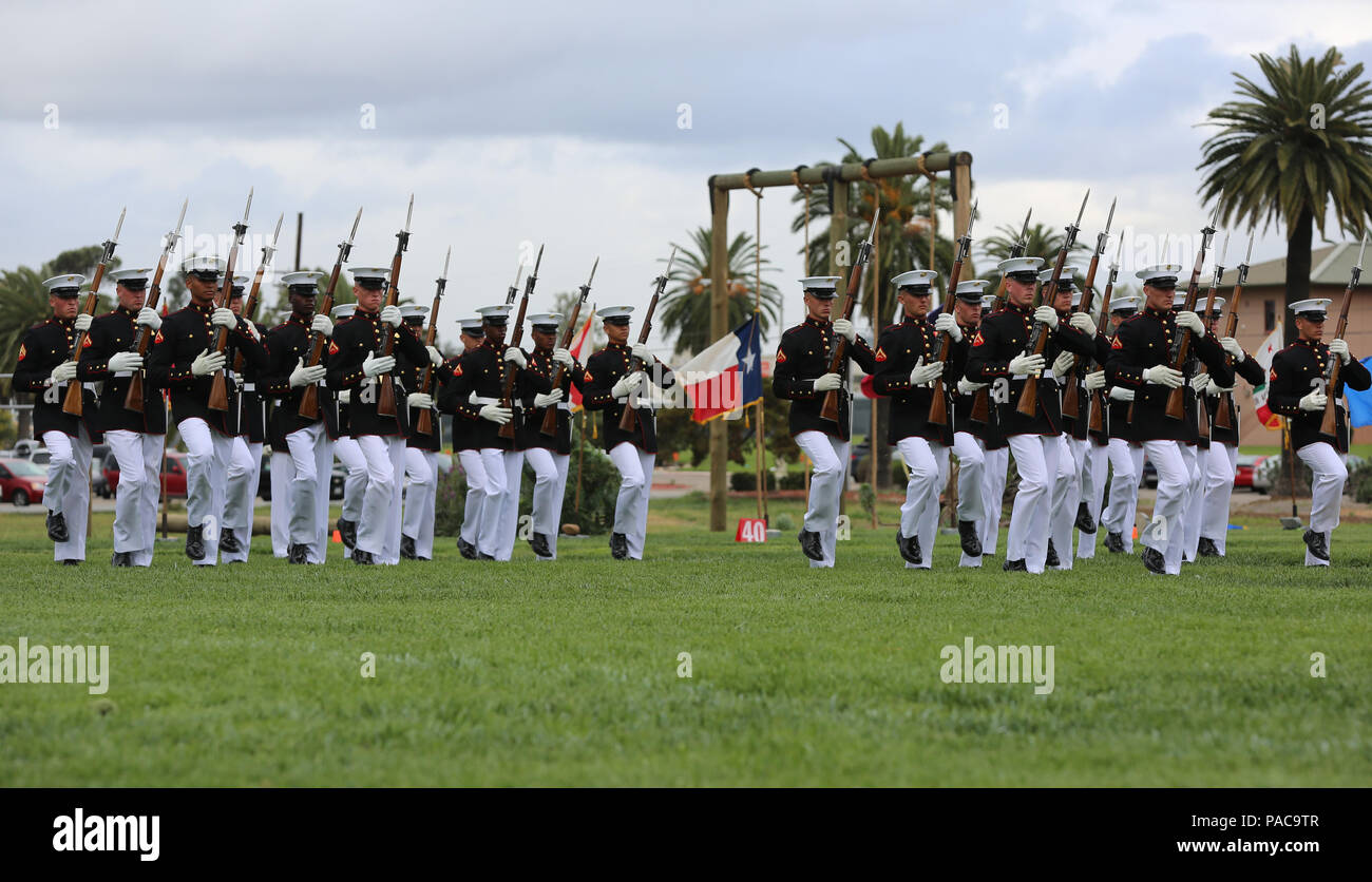 Marines with the Silent Drill Platoon perform during the Battle Color ...