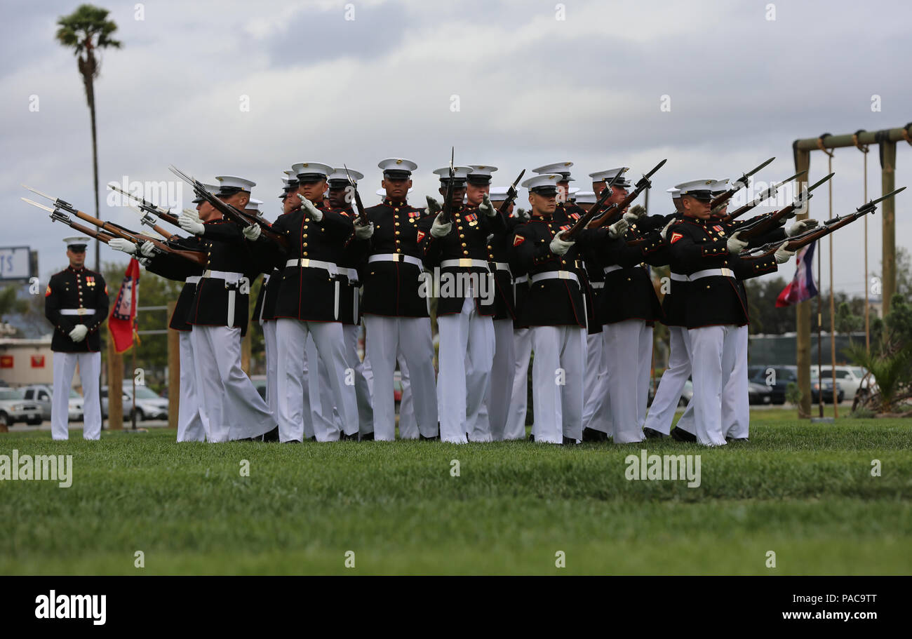 Marines with the Silent Drill Platoon perform during the Battle Color ...