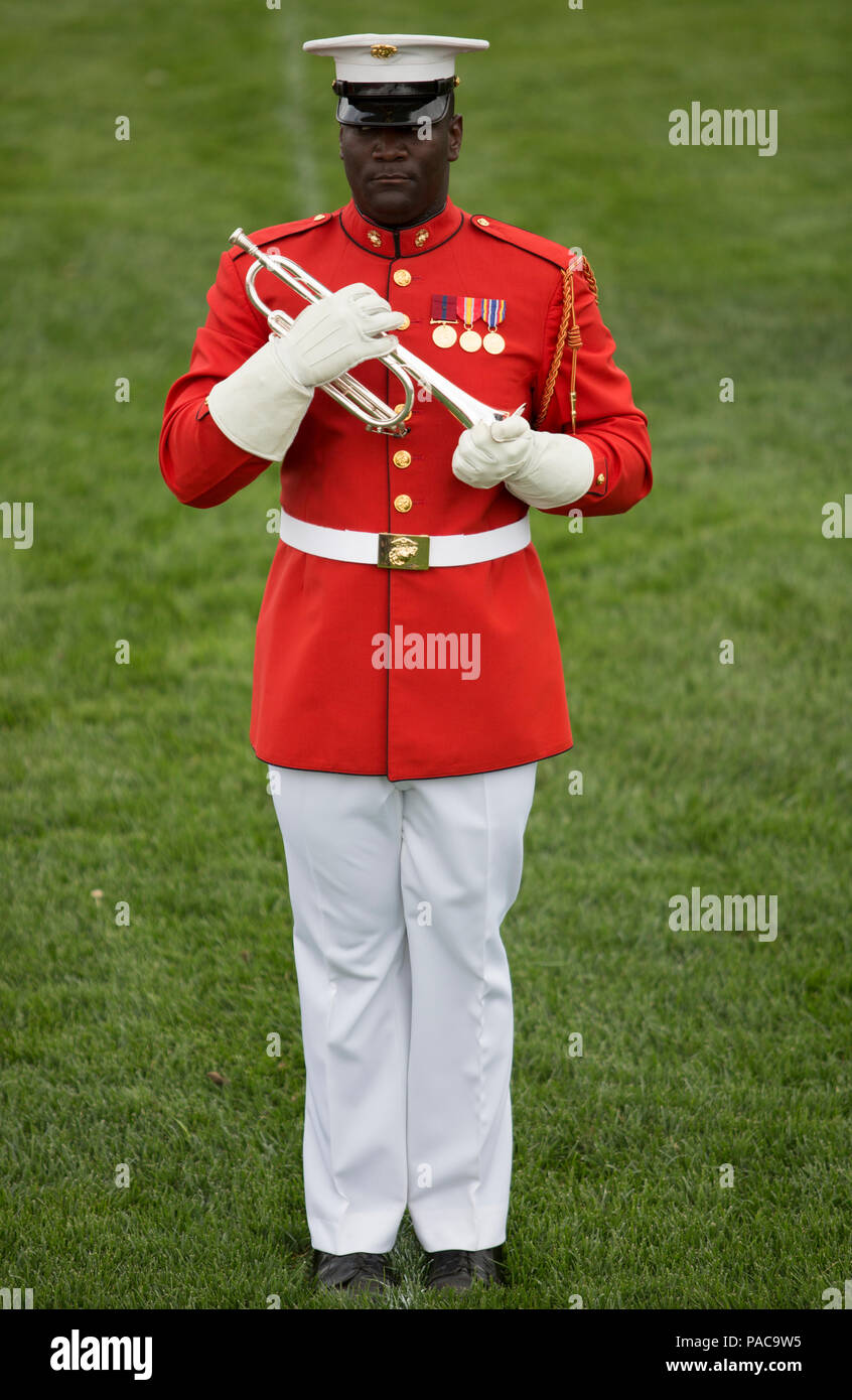 “The Commandant’s Own.” band member stands on the Parade Deck during ...