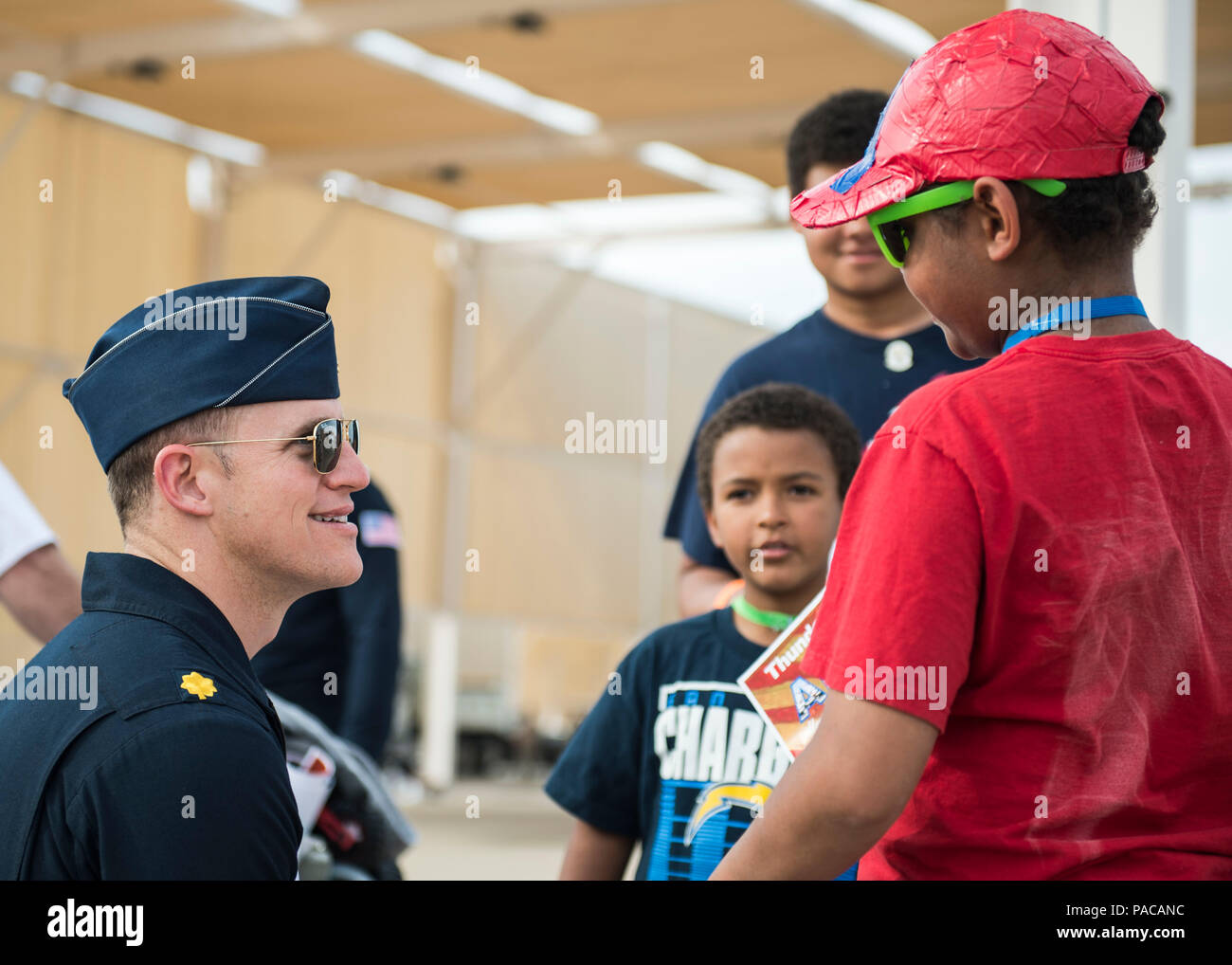 Maj. (Dr.) Christopher Scheibler, Thunderbird 9, speaks to special ...