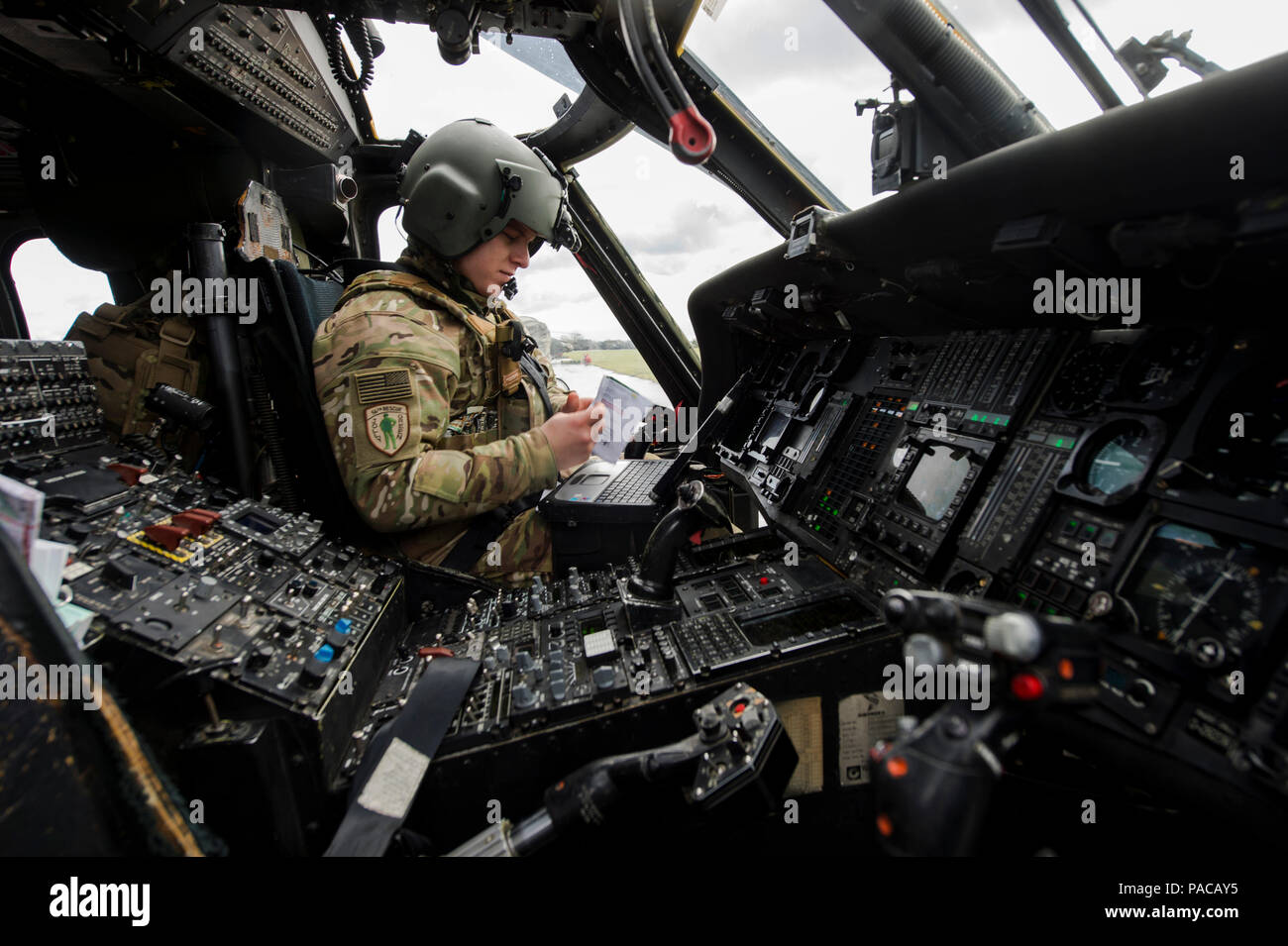 1st Lt. Andrej Pulver, 56th Rescue Squadron co-pilot, performs a pre ...