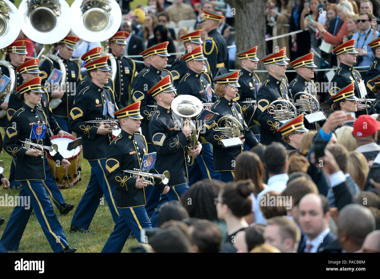 U.S. Soldiers assigned to the U.S. Army Band "Pershing's Own" perform ...