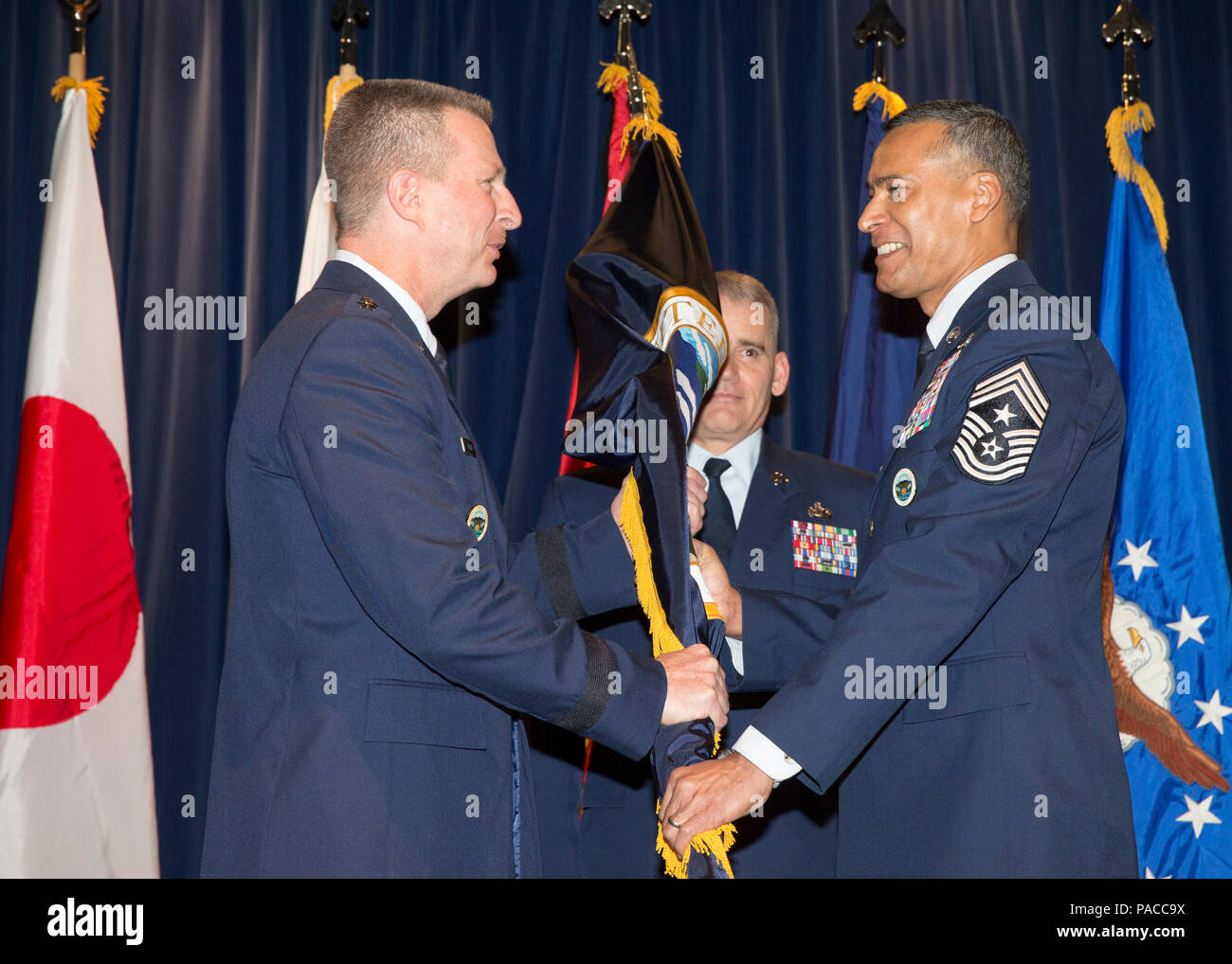 (Right to left) Chief Master Sgt. Terrence Greene, U.S. Forces Japan ...