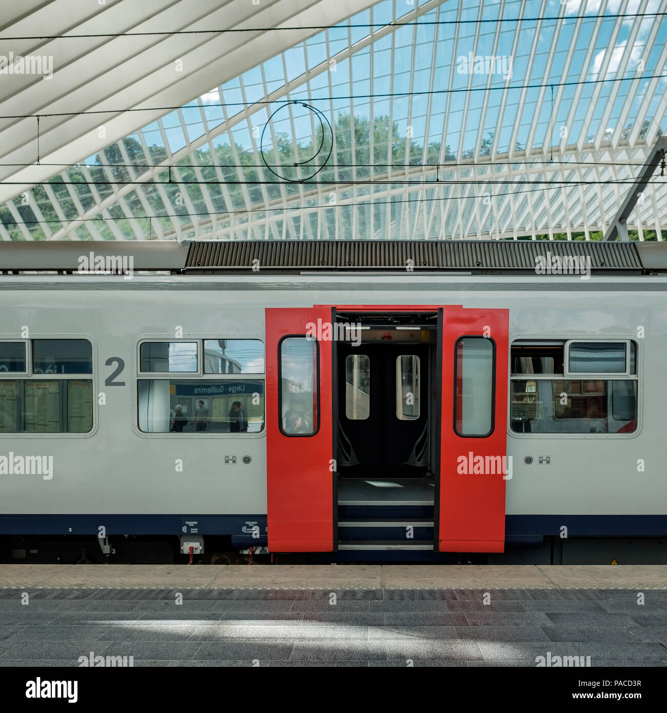 Train in the railway station of Liege in Belgium Stock Photo - Alamy