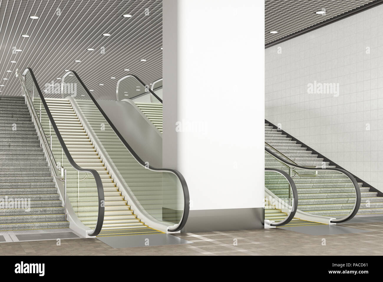 Blank pillar or wall for advertising poster mockup. Indoor or ...