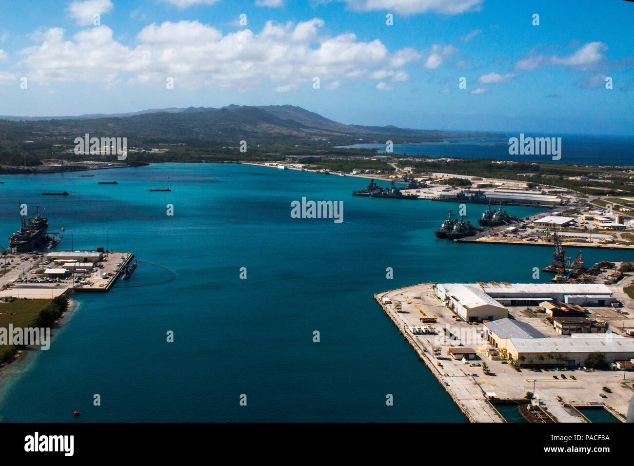 Apra Harbor at U.S. Naval Base Guam hosts 22 naval vessels, the largest ...