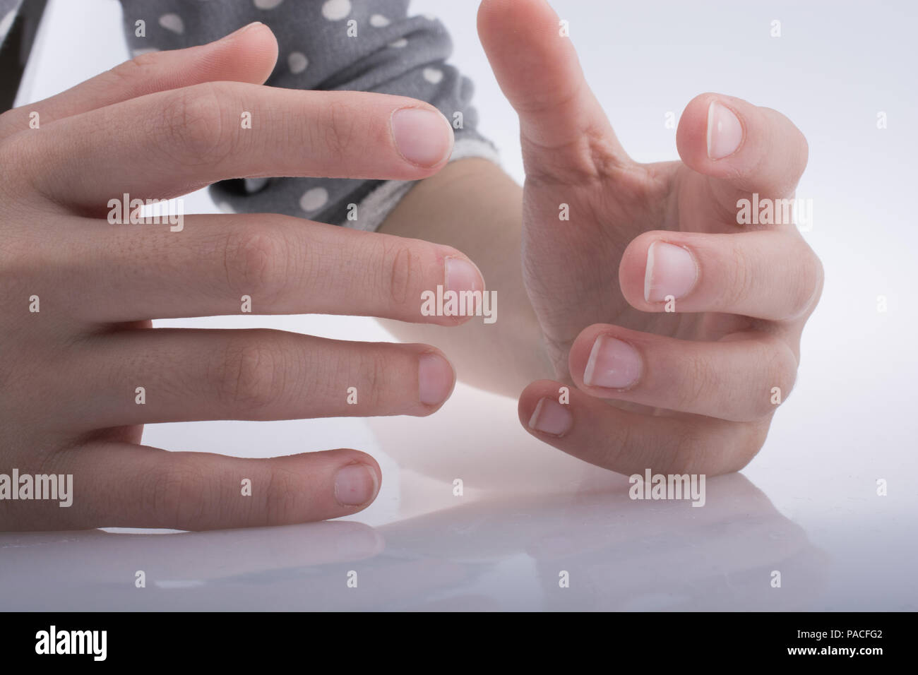 Hand holding on a white background Stock Photo - Alamy