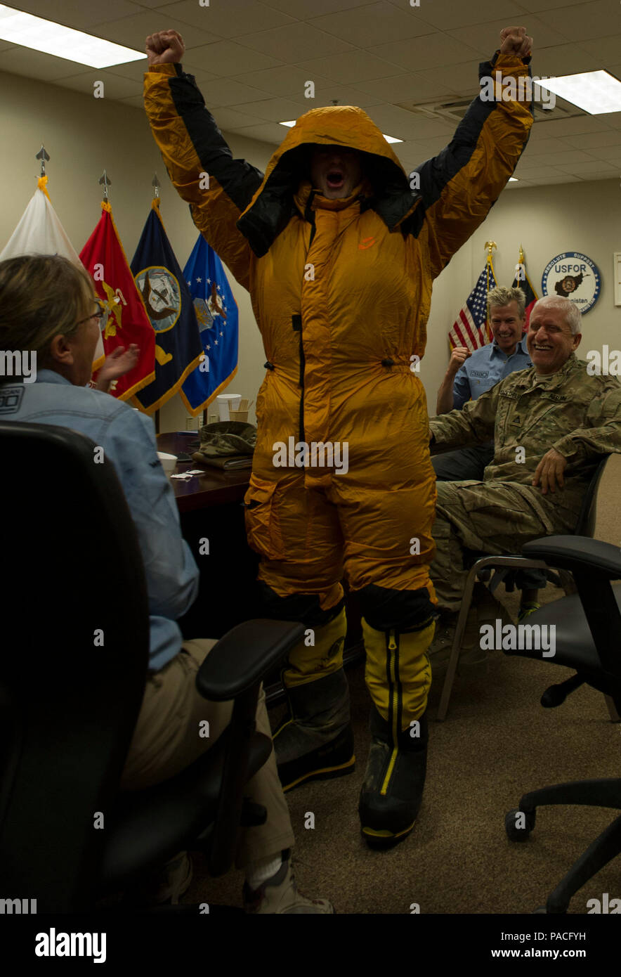 Col. Marc Hoffmeister, an Army engineer and Alaska resident, celebrates ...