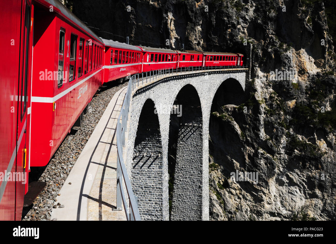 Unesco train trip over the Landwater-Bridge near Tiefencastle in the ...