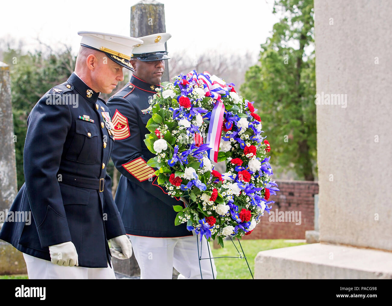 U.S. Marine Corps Col. Allen Broughton (left), Chief of Staff, Marine ...